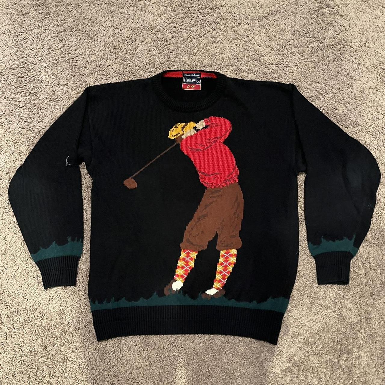 Hathaway Men's Black and Red Jumper | Depop