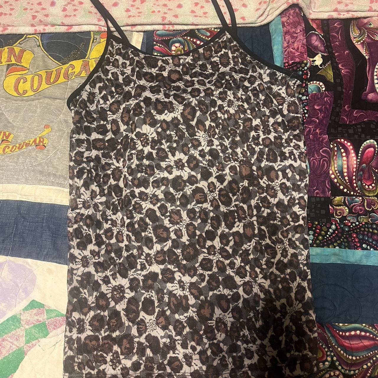 lace cheetah print tank super cute thrifted top just... - Depop