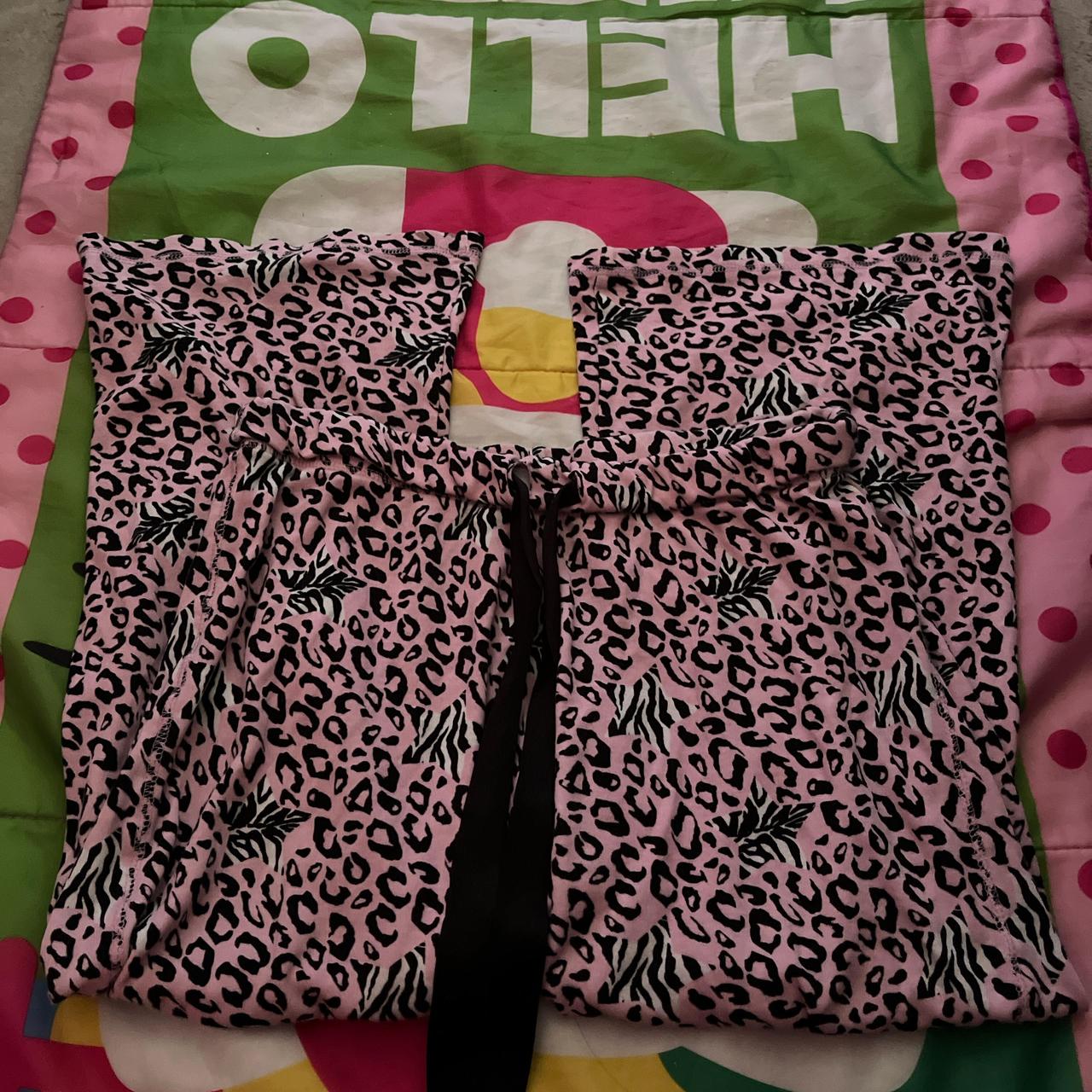 Pink and black leopard zebra print pyjama set... - Depop