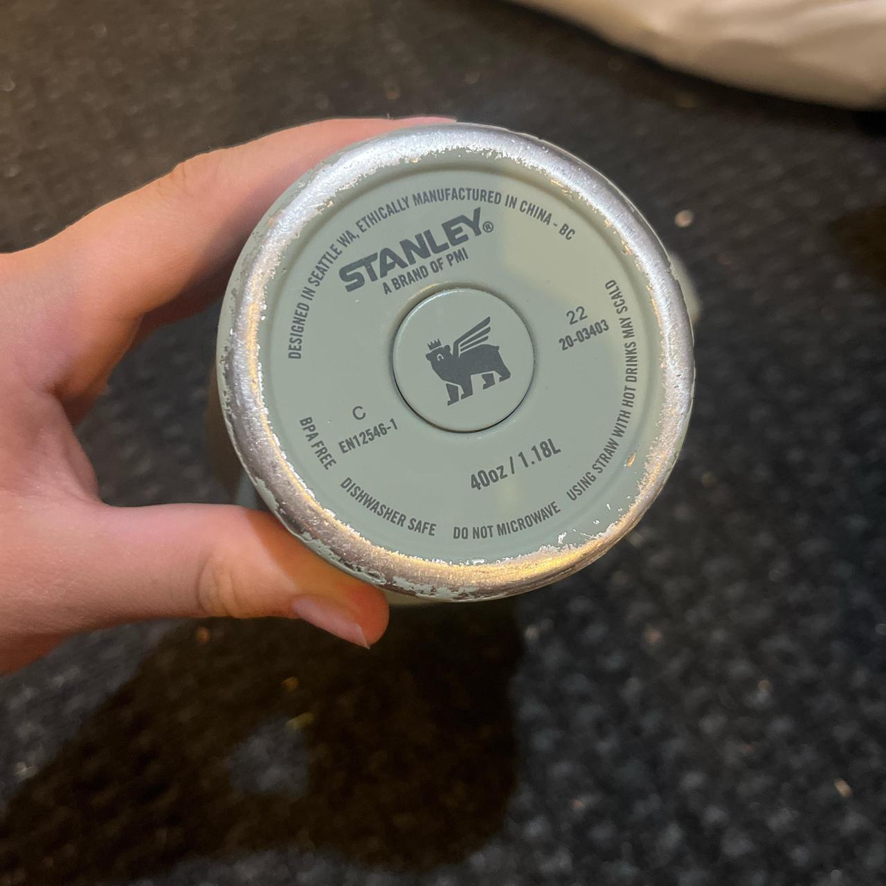 light green 40 oz stanley cup noticeable signs of... - Depop