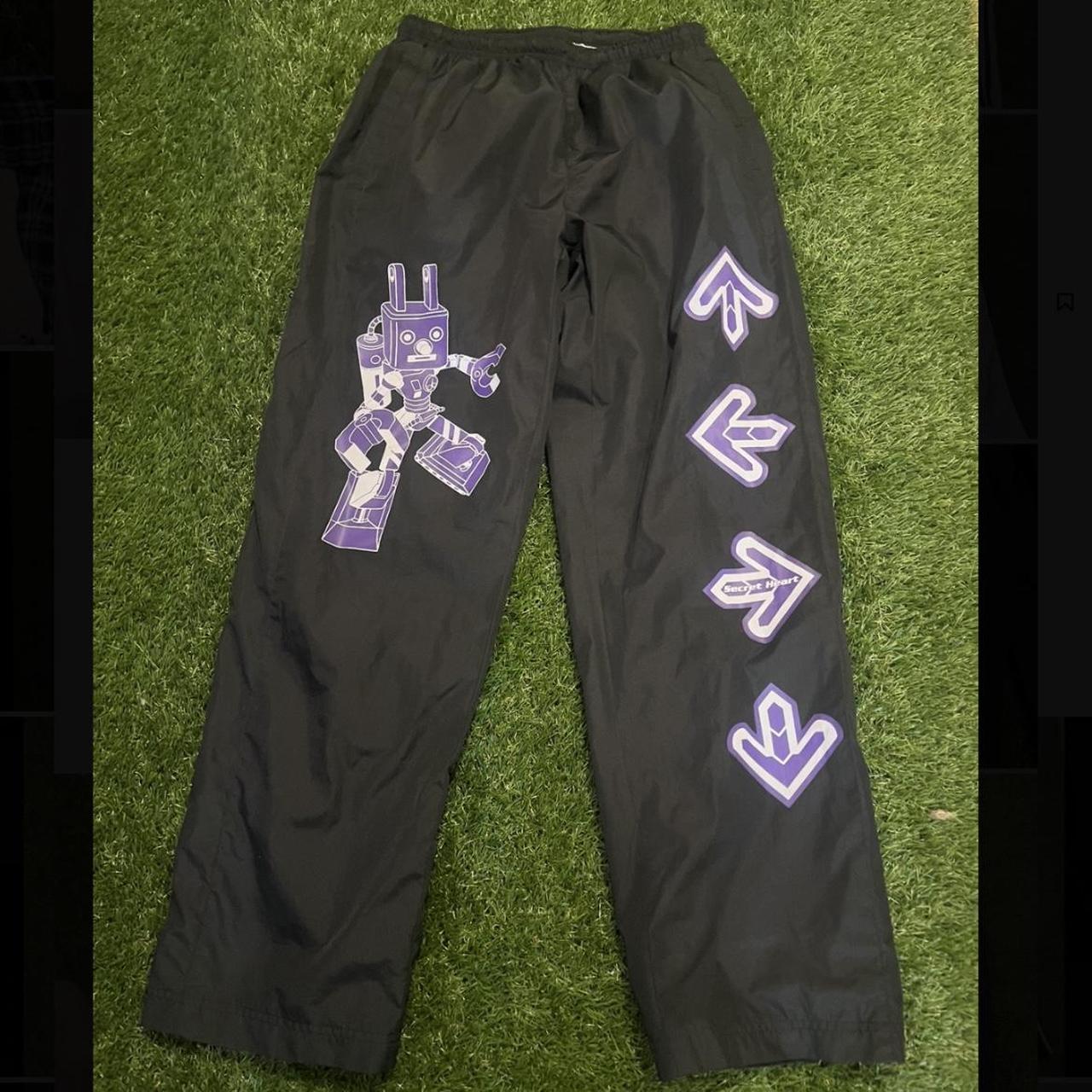ShopSecretHeart black and purple DDR track/running... - Depop