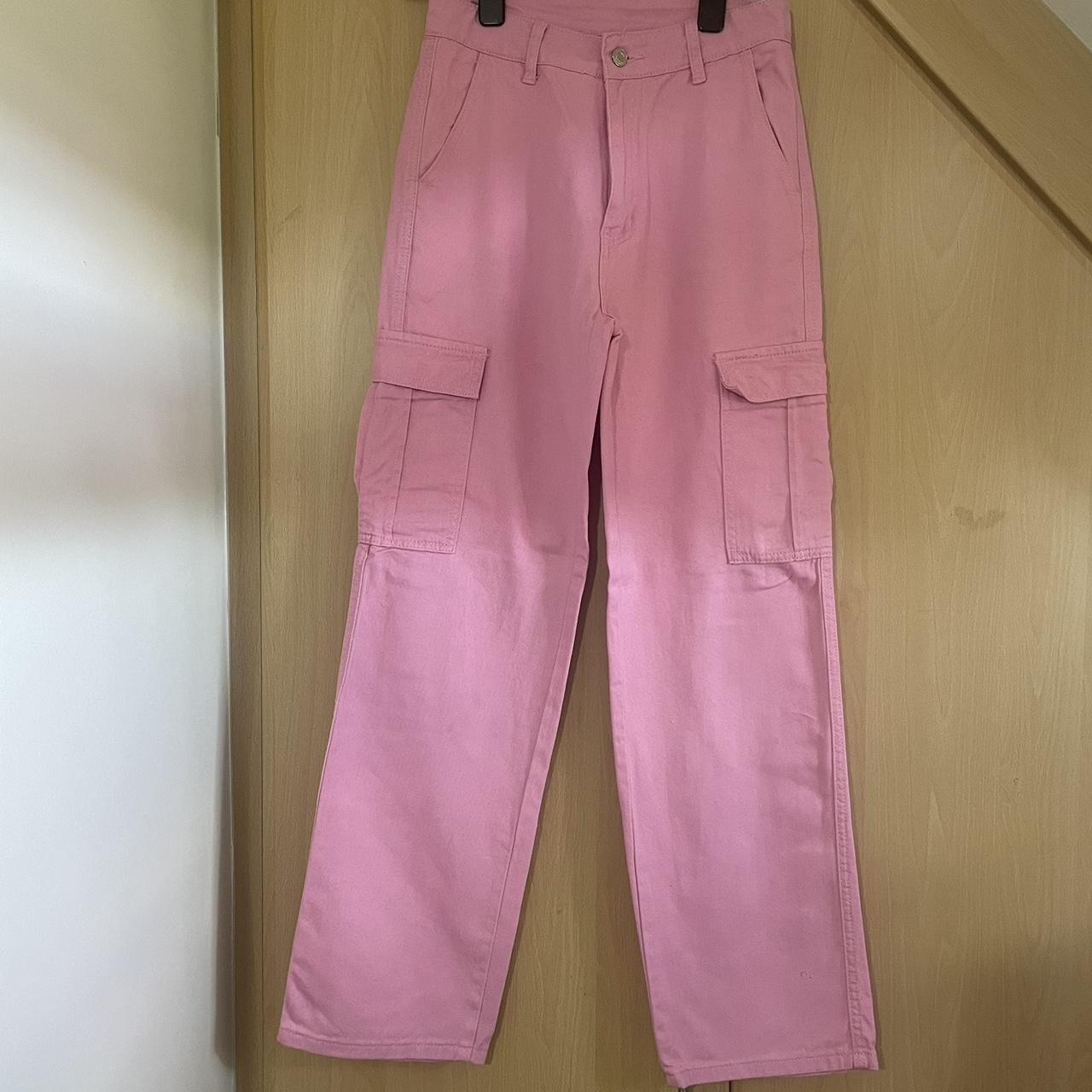 Women’s pink cargo pants, comfortable material, in... - Depop