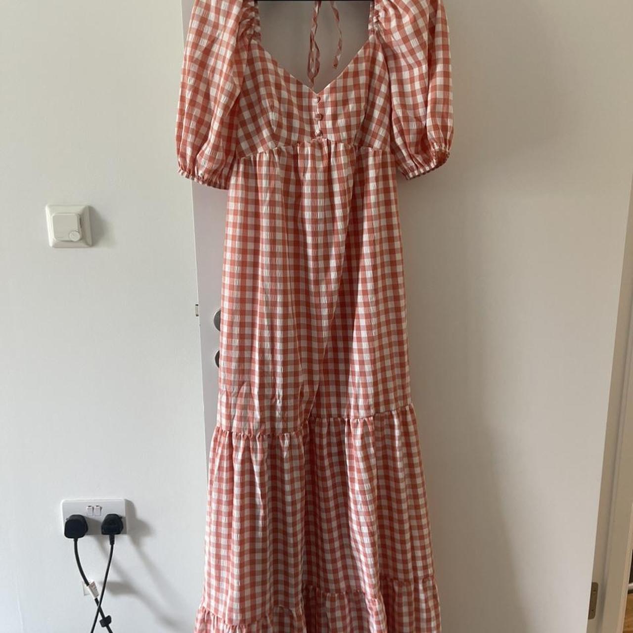 Unworn with tags ganni style red gingham dress,... - Depop