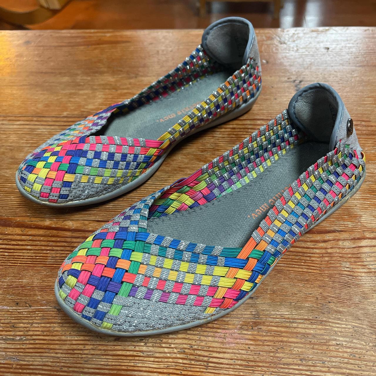 Bernie Mev woven flats Elastic weave in rainbow... - Depop