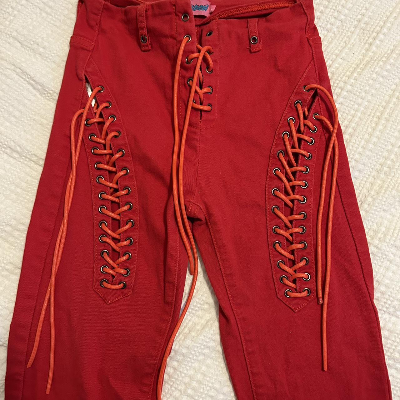 Edikted Women's Red Jeans | Depop