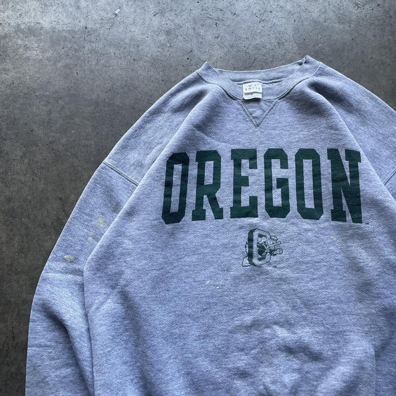 Vintage Oregon Ducks grey and green crewneck... - Depop