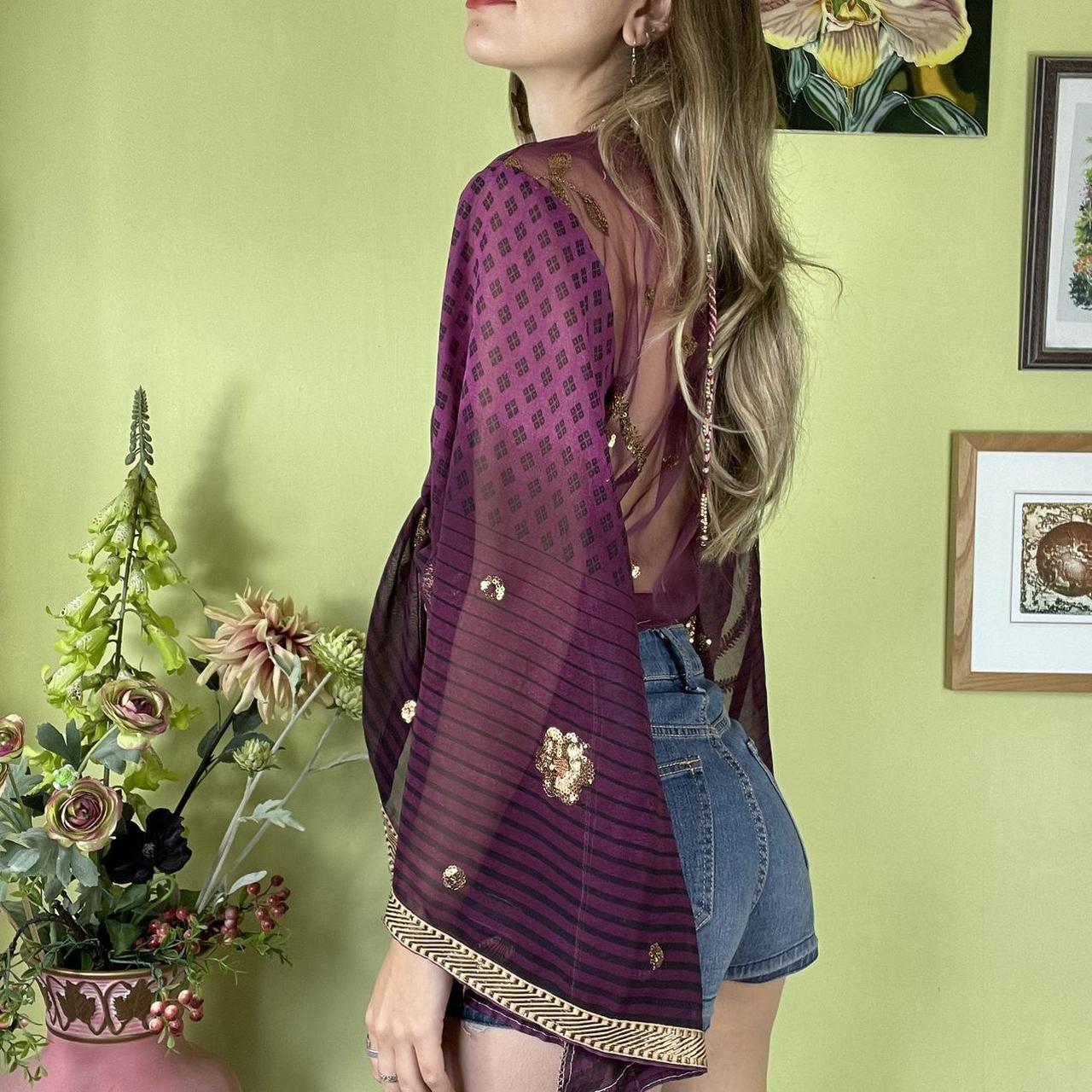 Super cool mesh boho bohemian Indian sari flared... - Depop