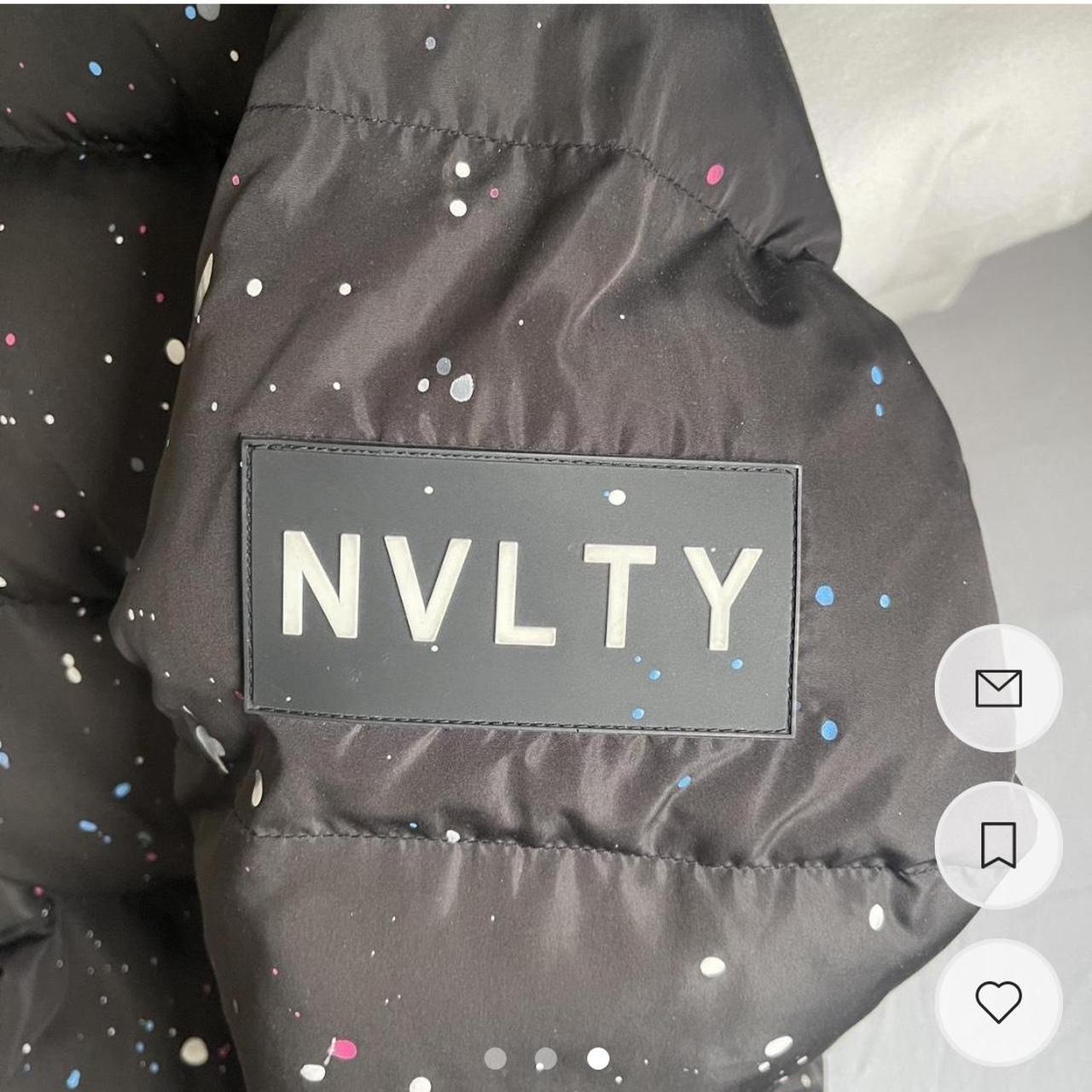 Nvlty coat black splatter Size small Worn twice... - Depop