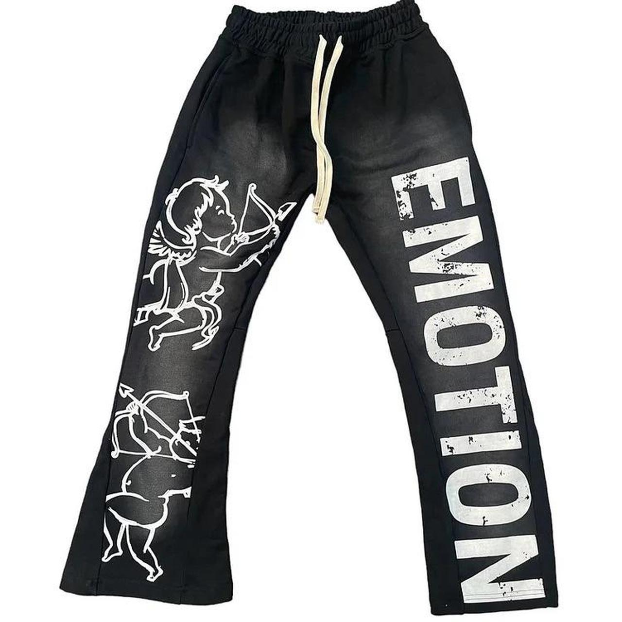 Black and white Emotion sweatpants #streetwear | Depop