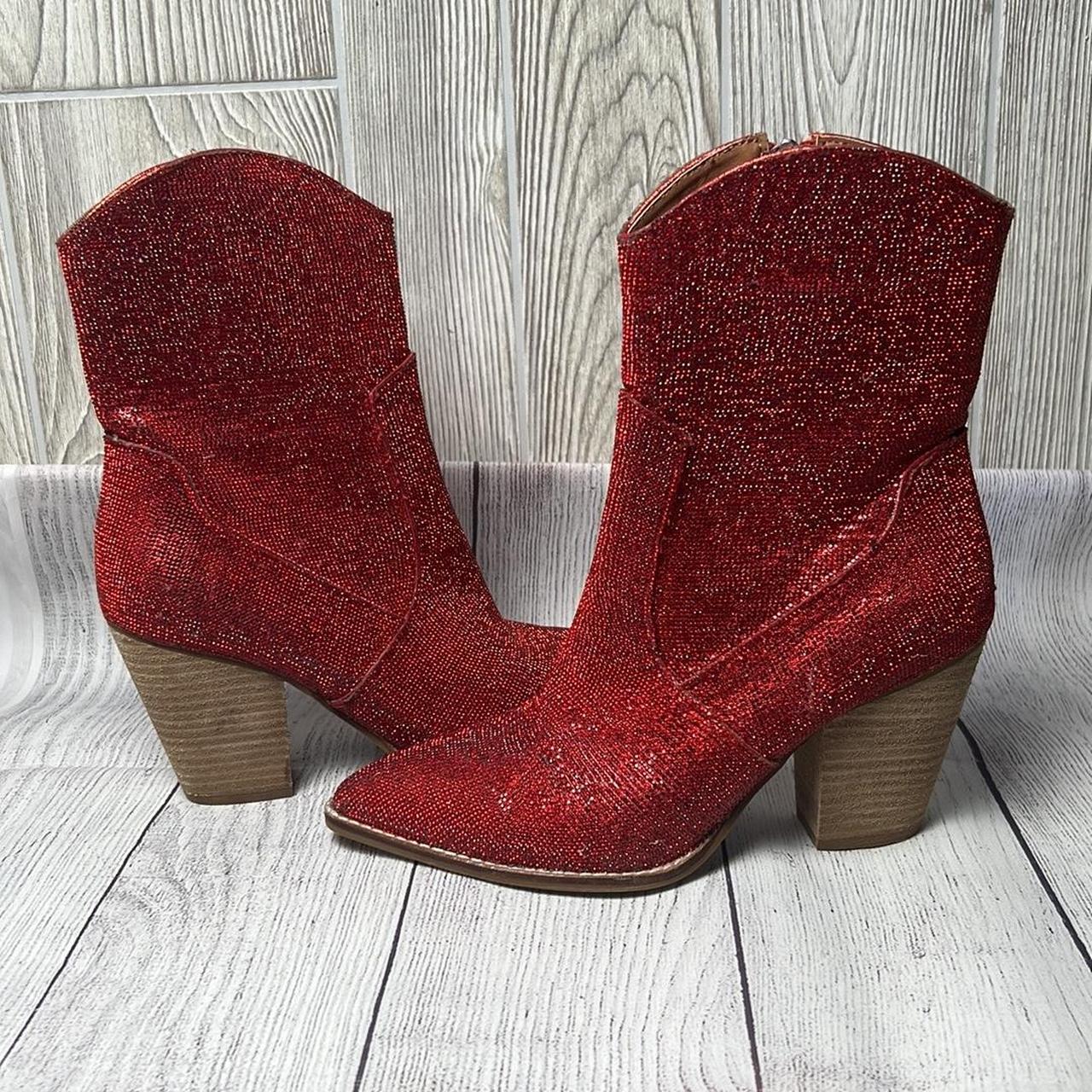 Red ruby sparkling cowboy boots size 7 - Depop