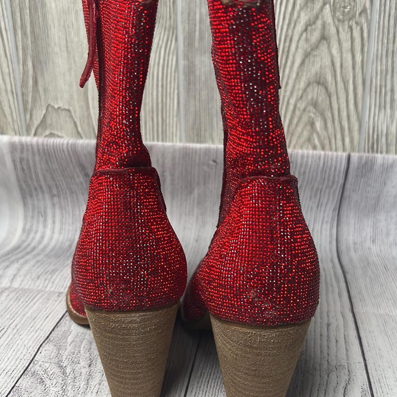 Red ruby sparkling cowboy boots size 7 - Depop