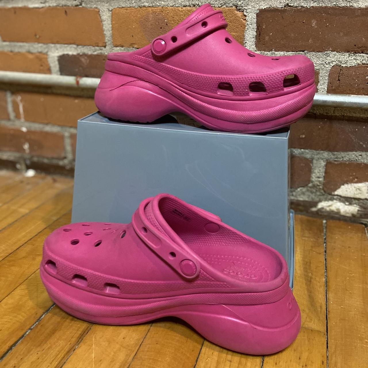 Pink high top crocs 9.5/10 condition - Depop