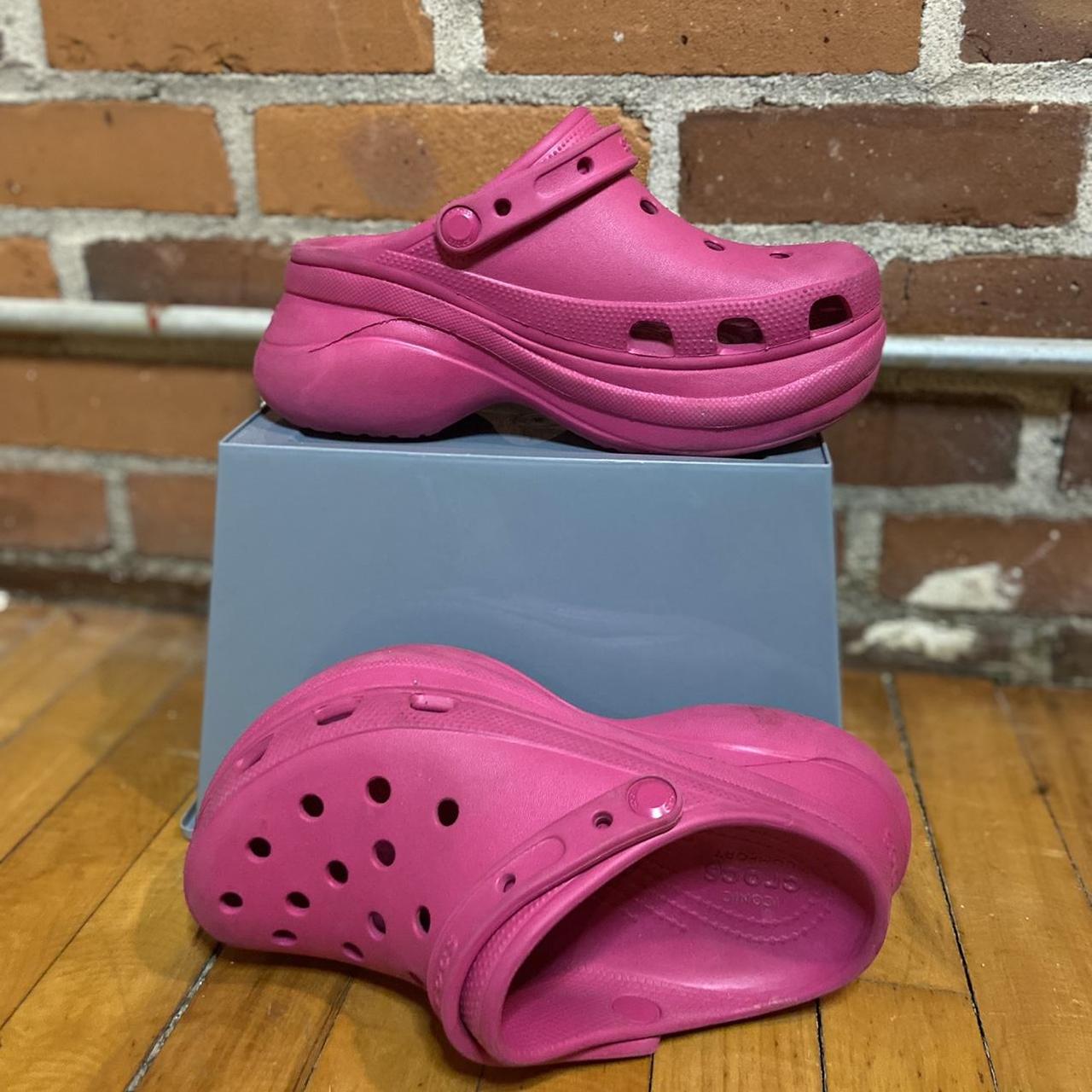 Pink high top crocs 9.5/10 condition - Depop