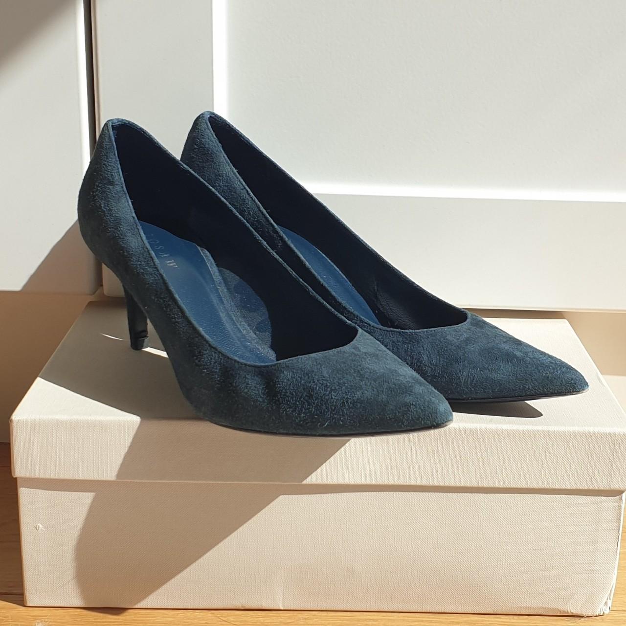Jigsaw Milly Suede Shoes Navy Heels Pointed Toe... - Depop