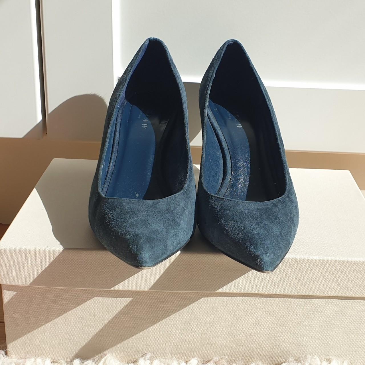 Jigsaw Milly Suede Shoes Navy Heels Pointed Toe... - Depop