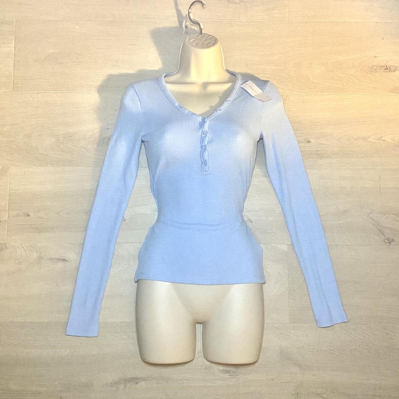 American eagle baby blue Henley top 🩵 Size xs... - Depop