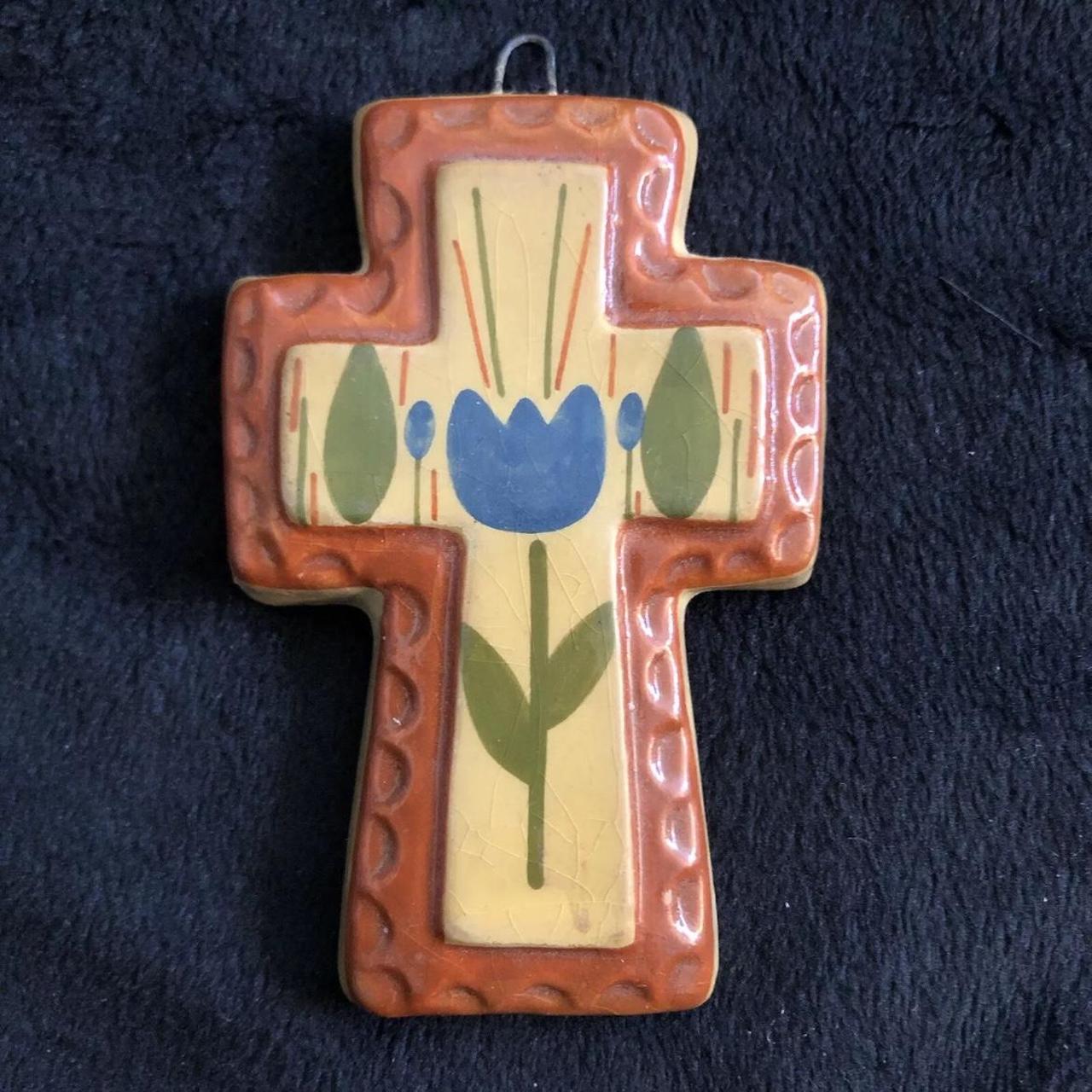 i accept offers! ceramic springtime cross for the... | Depop
