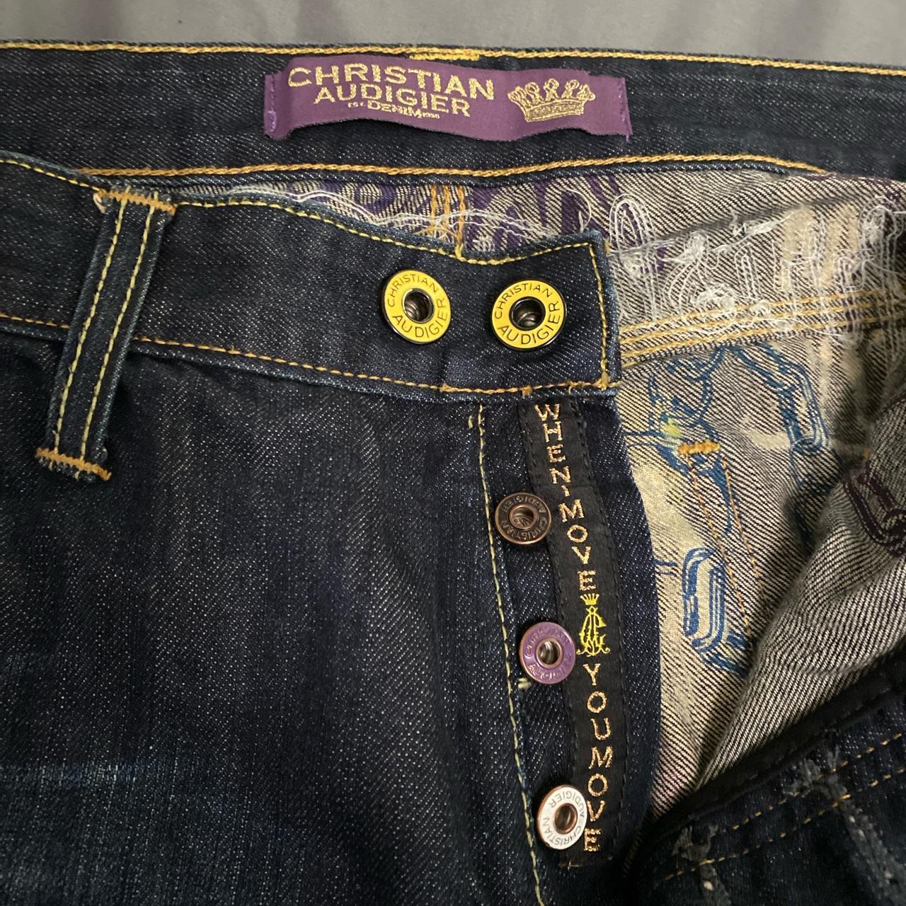 Ed Hardy Men's Blue and Navy Jeans | Depop