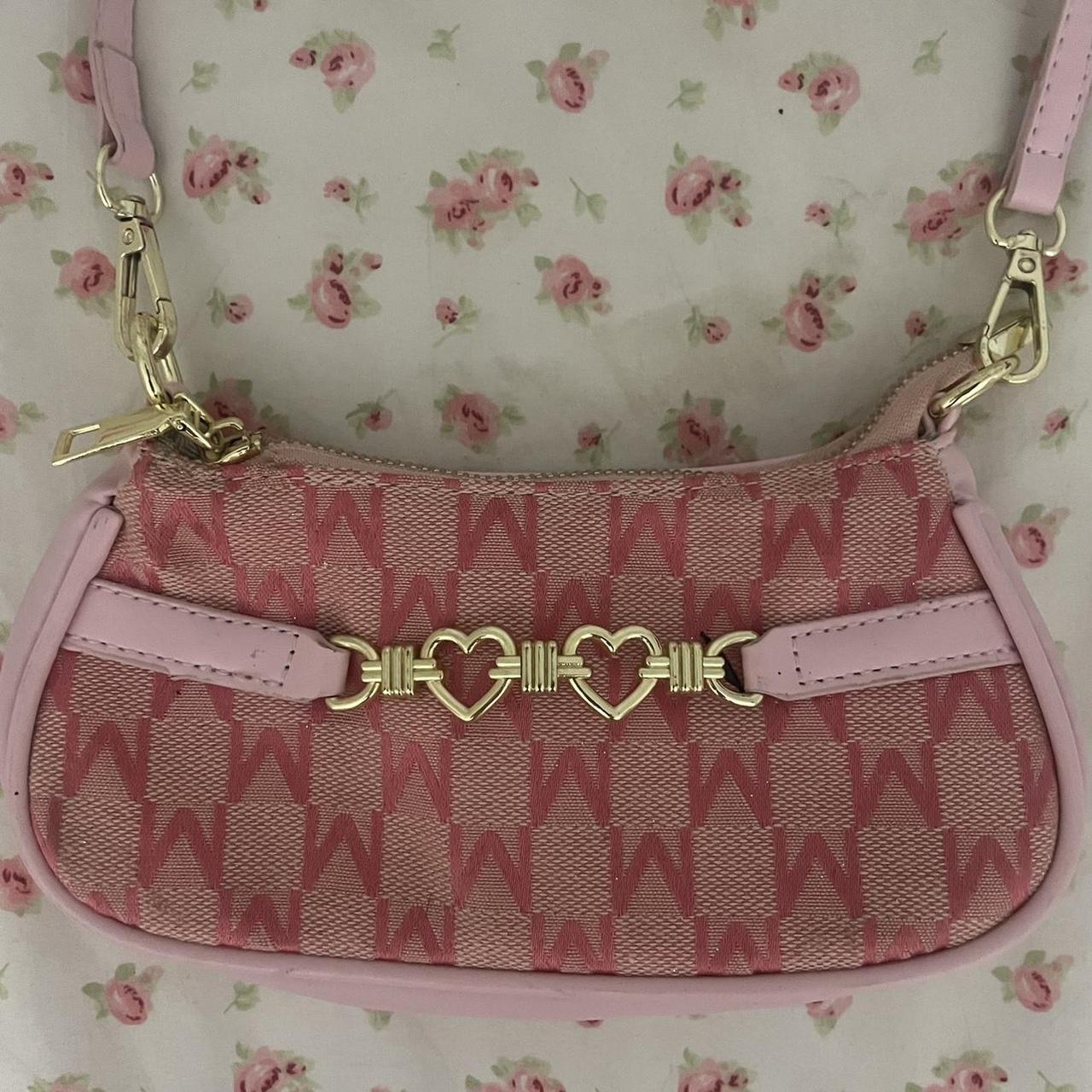 ੈ ‧₊˚baby pink hearts baguette bag ੈ ‧₊˚ ☆ perf for... - Depop
