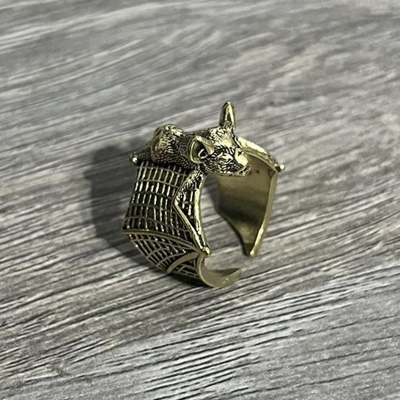 Cyber Y2K / Gold bat ring Size: 7 Shipping:... - Depop