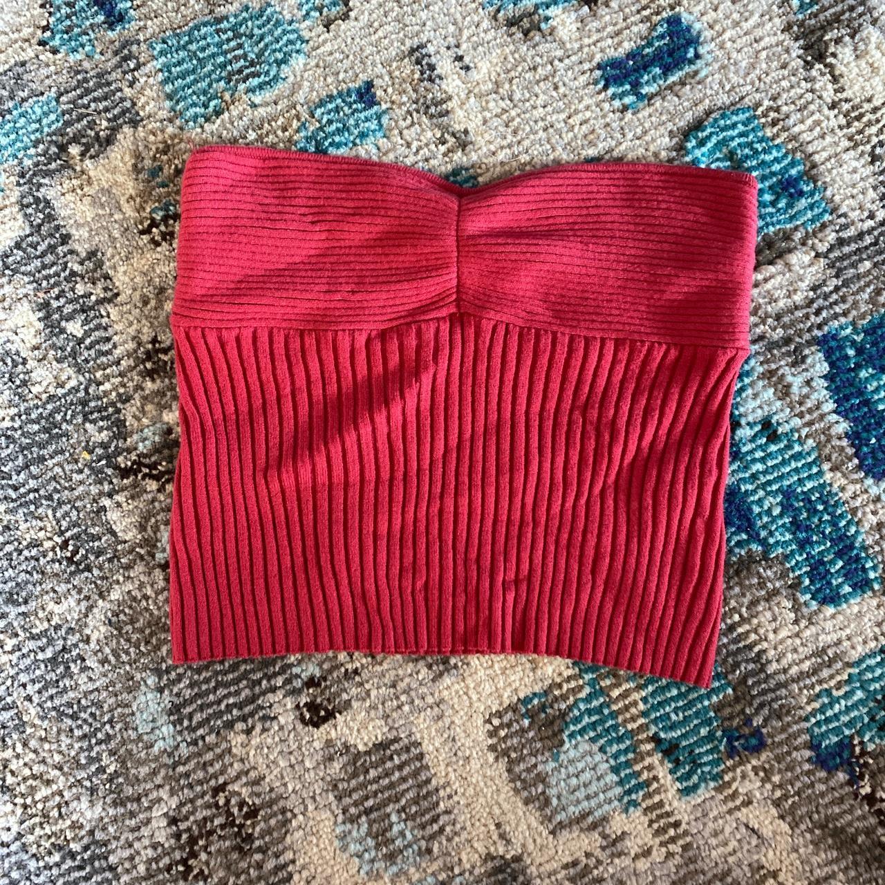 Red ribbed tube top size xs #red #ribbed #tubetop - Depop