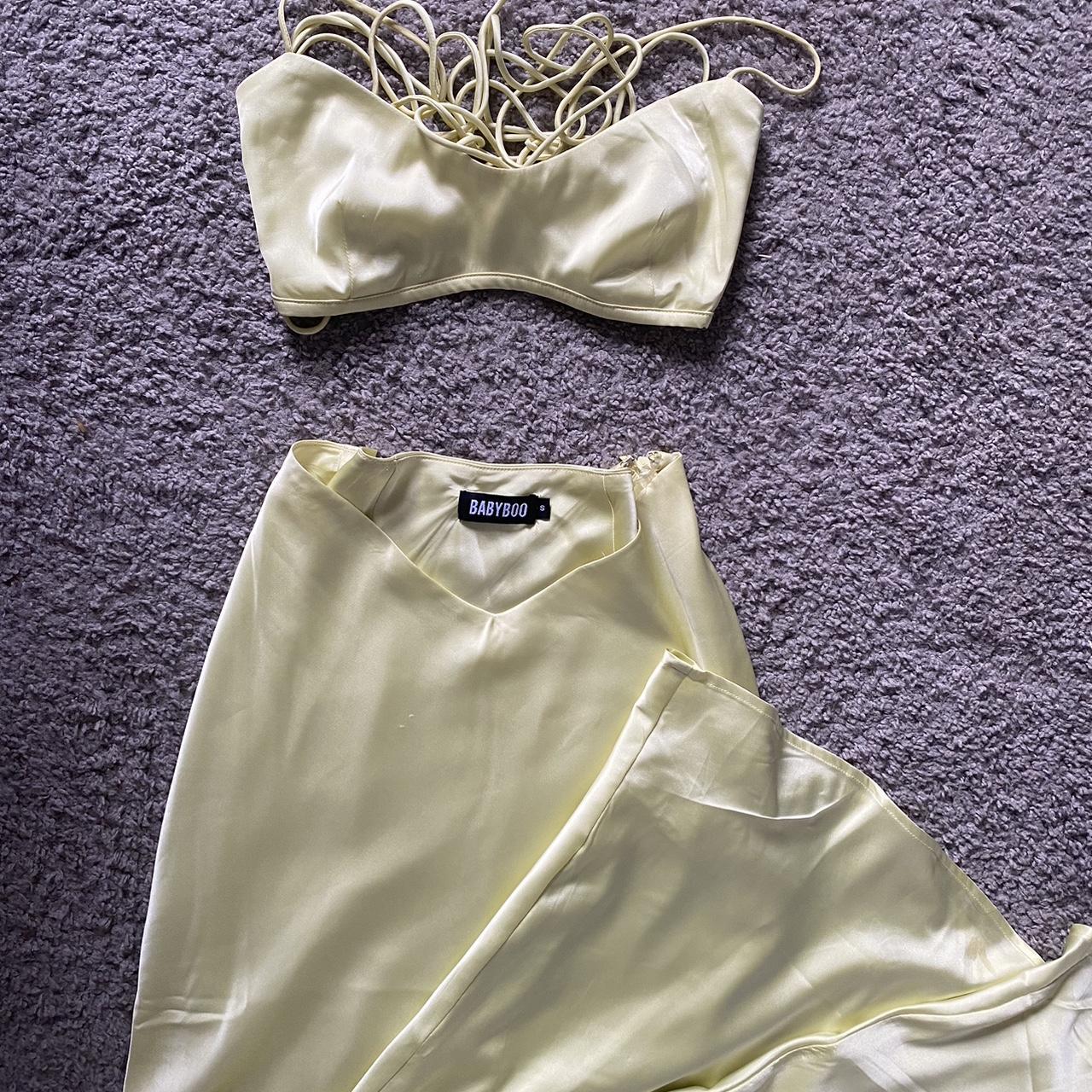 Baby boo Valeria satin two piece set size: S it... - Depop
