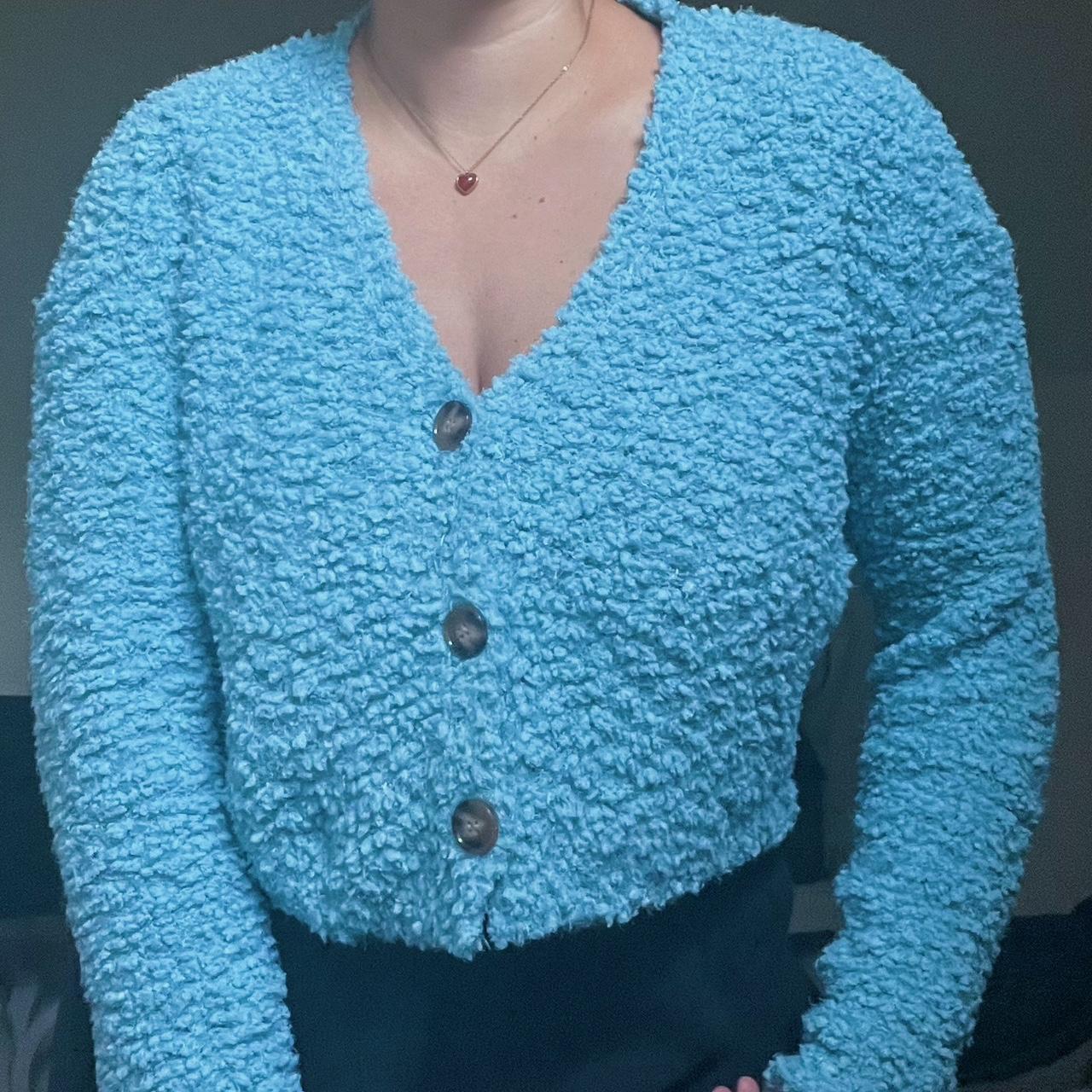 blue button up sweater sooo soft and comfy brand: mi... - Depop