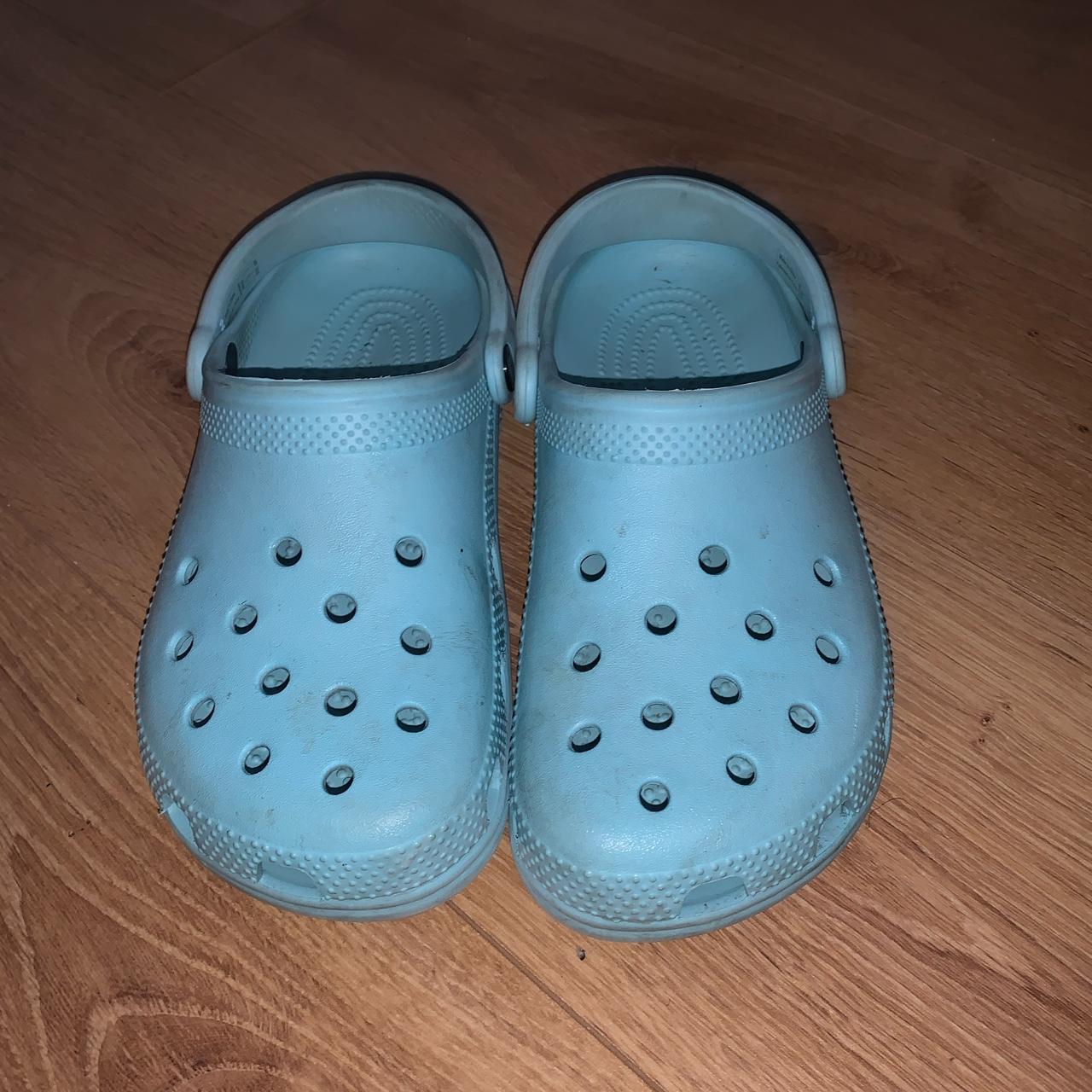 light blue crocs worn but good condition men’s... - Depop