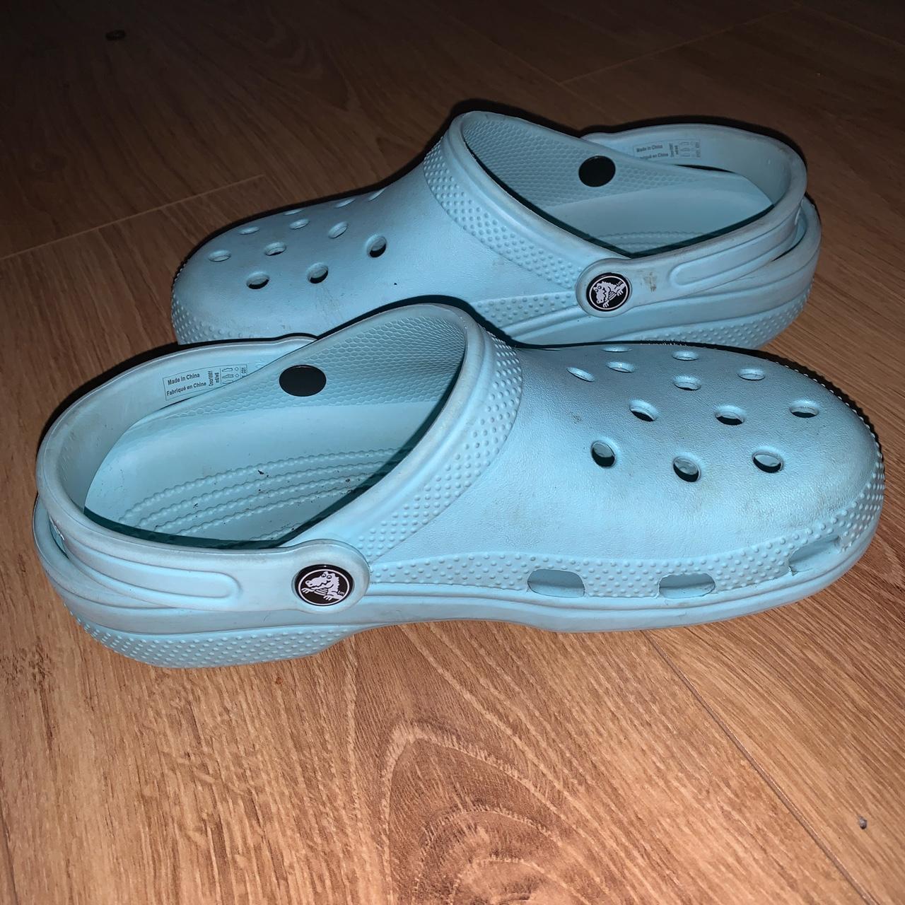 light blue crocs worn but good condition men’s... - Depop