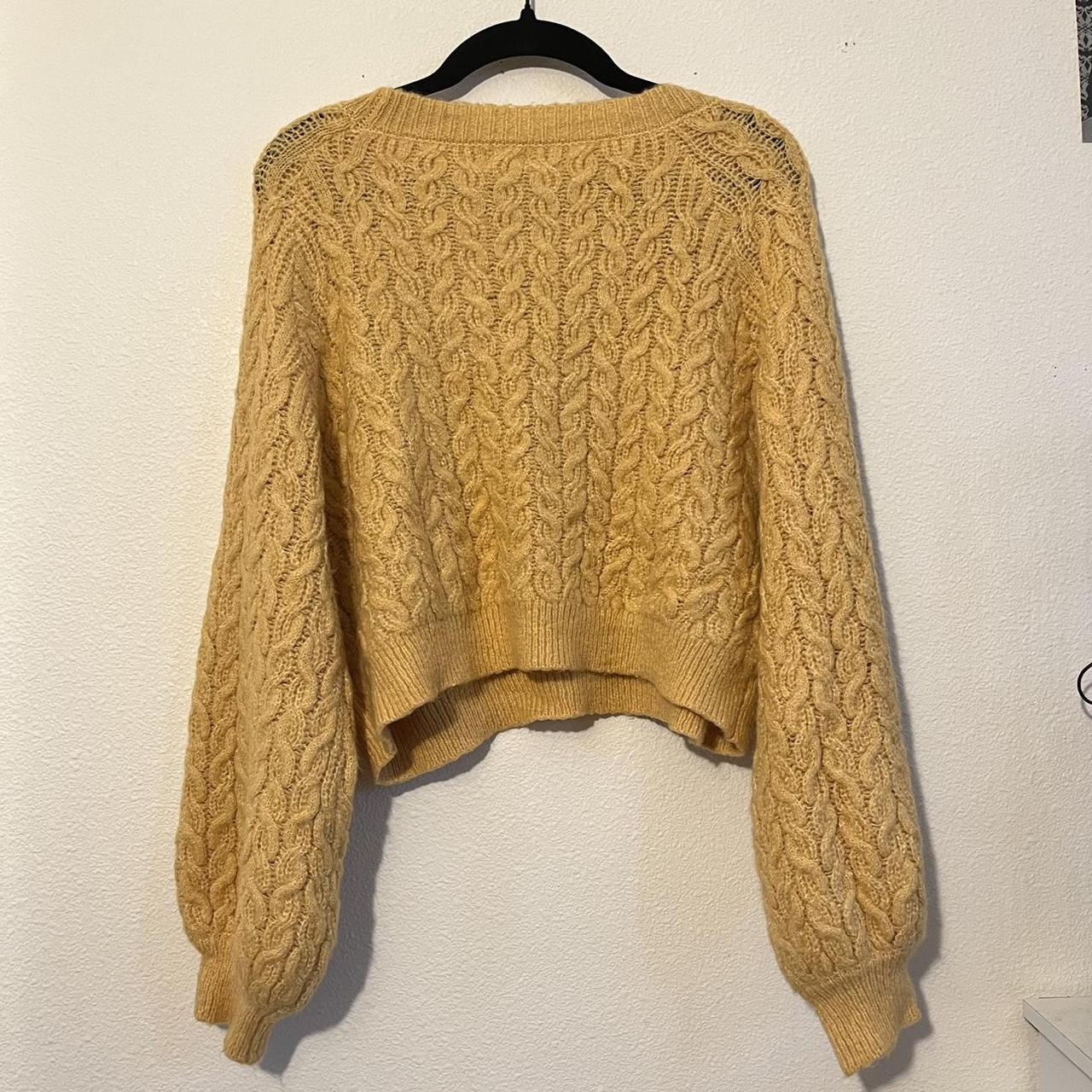 cream yellow cropped sweater size xs super soft... - Depop