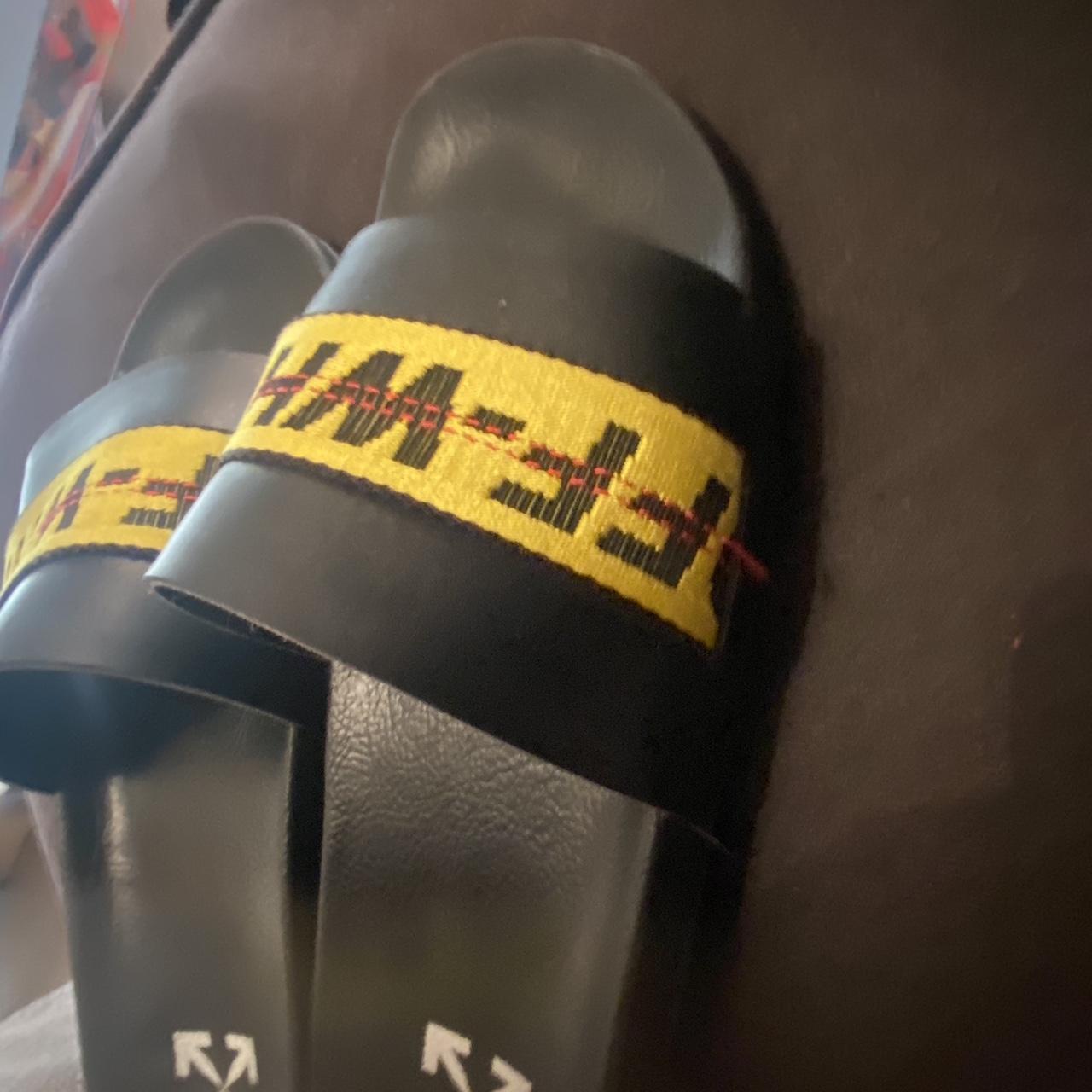 Off-White sliders barely worn great quality 100%... - Depop