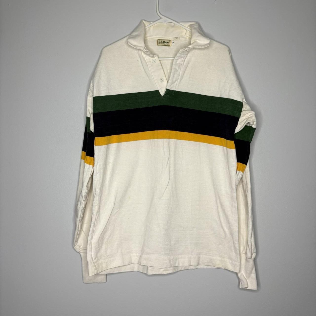 Vintage 90s LL Bean Rugby Long Sleeve Shirt Made in... | Depop