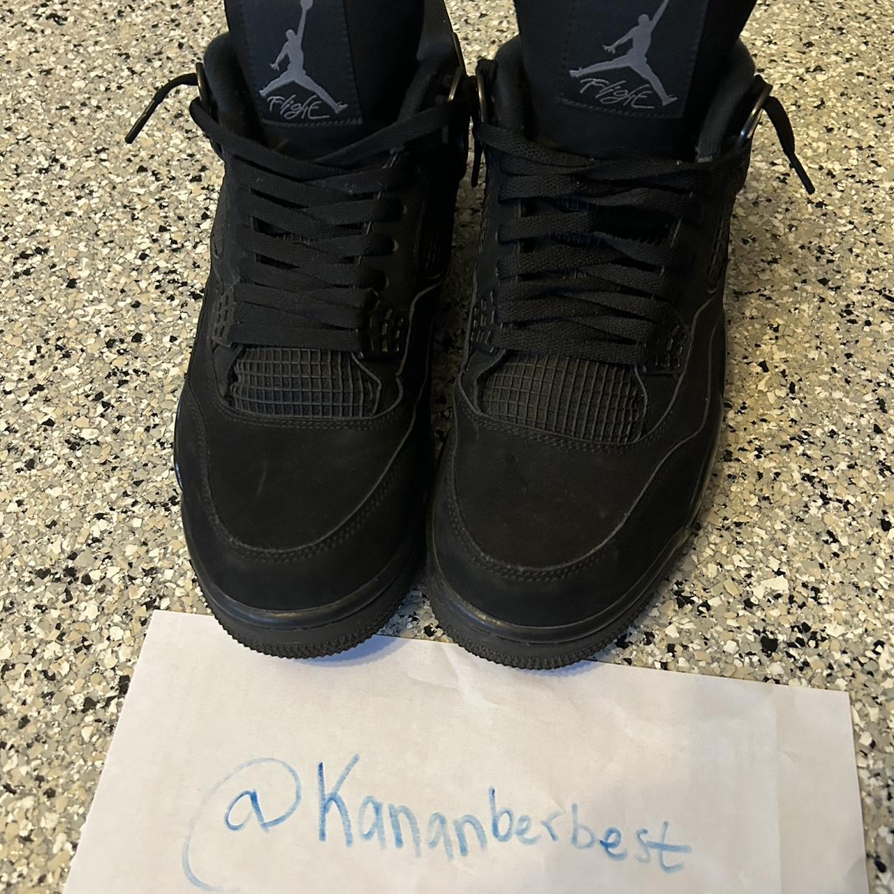aj4 black cats, no box, custom sole padding! #jordan... - Depop