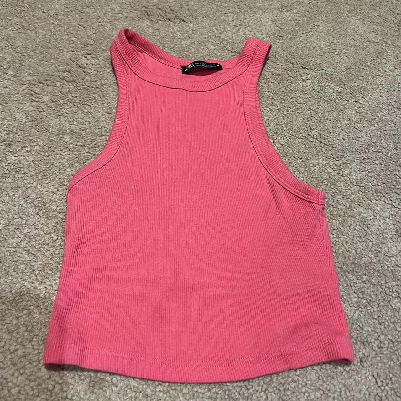 BRAND NEW Pink Zara racerback top!! Never been worn... - Depop