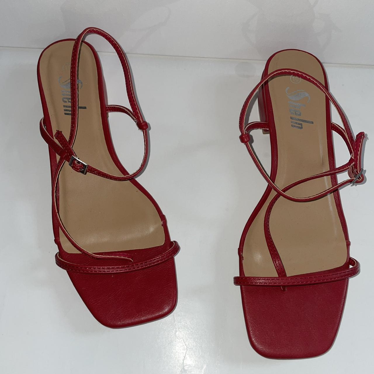 SHEIN Red Kitten Heels Sandals NWOT Never... - Depop
