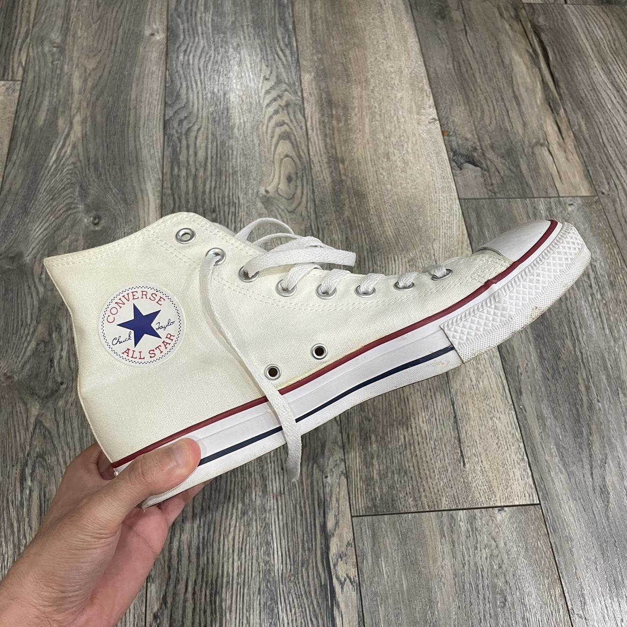 converse chuck taylor high tops in white ! • mens 9... - Depop