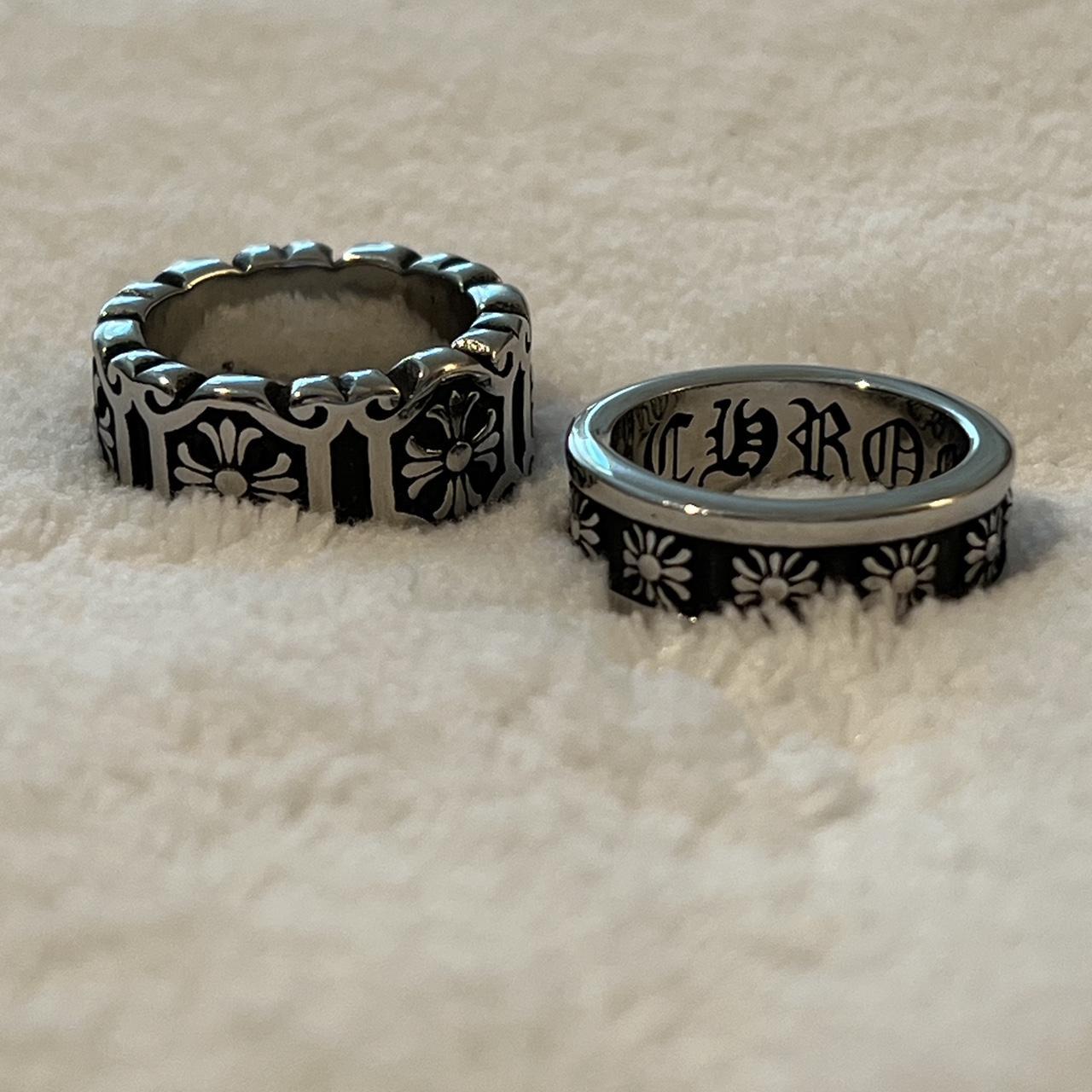 chrome hearts style rings (2pc) both are size 8... - Depop