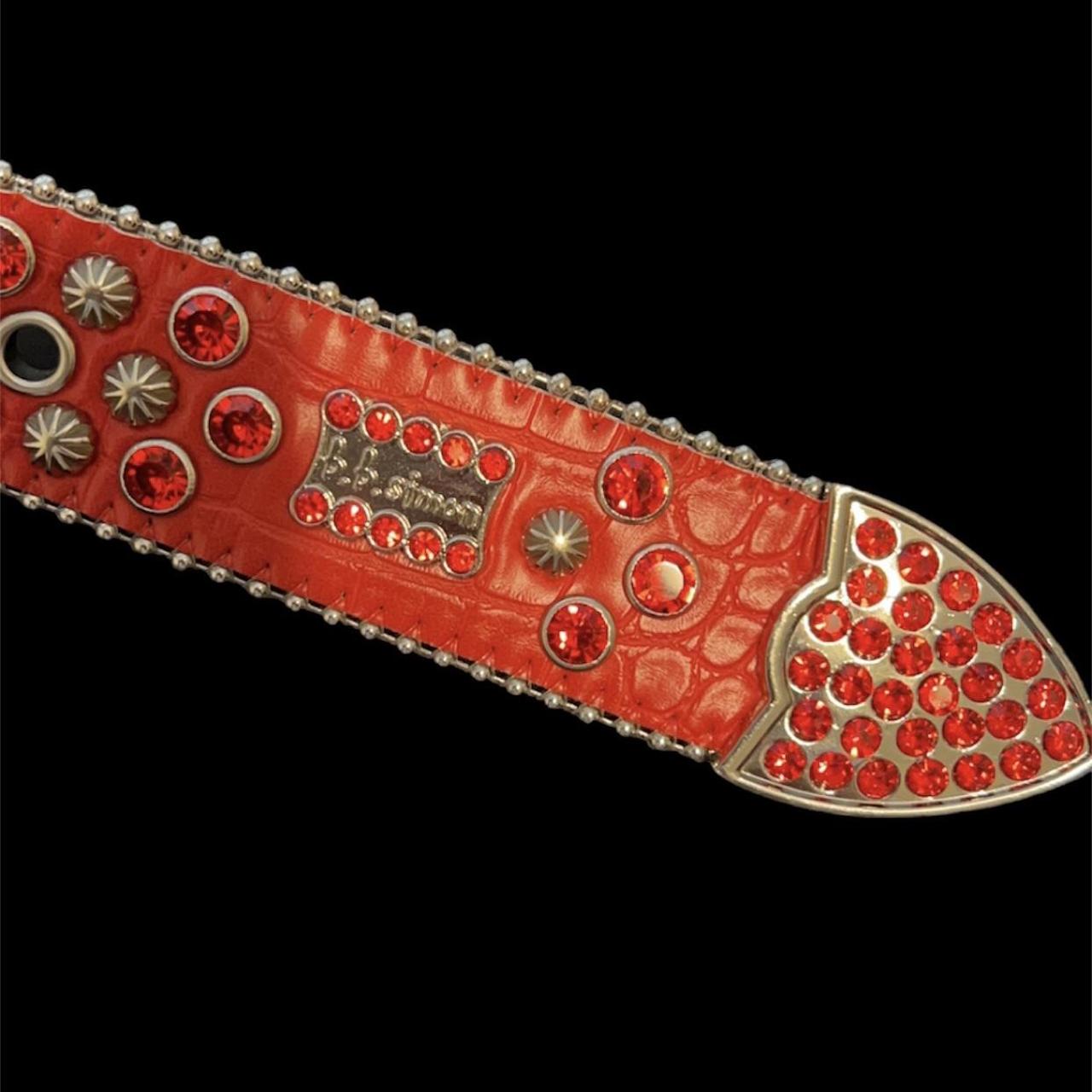 bb simon style western cowboy belt bright red with... - Depop