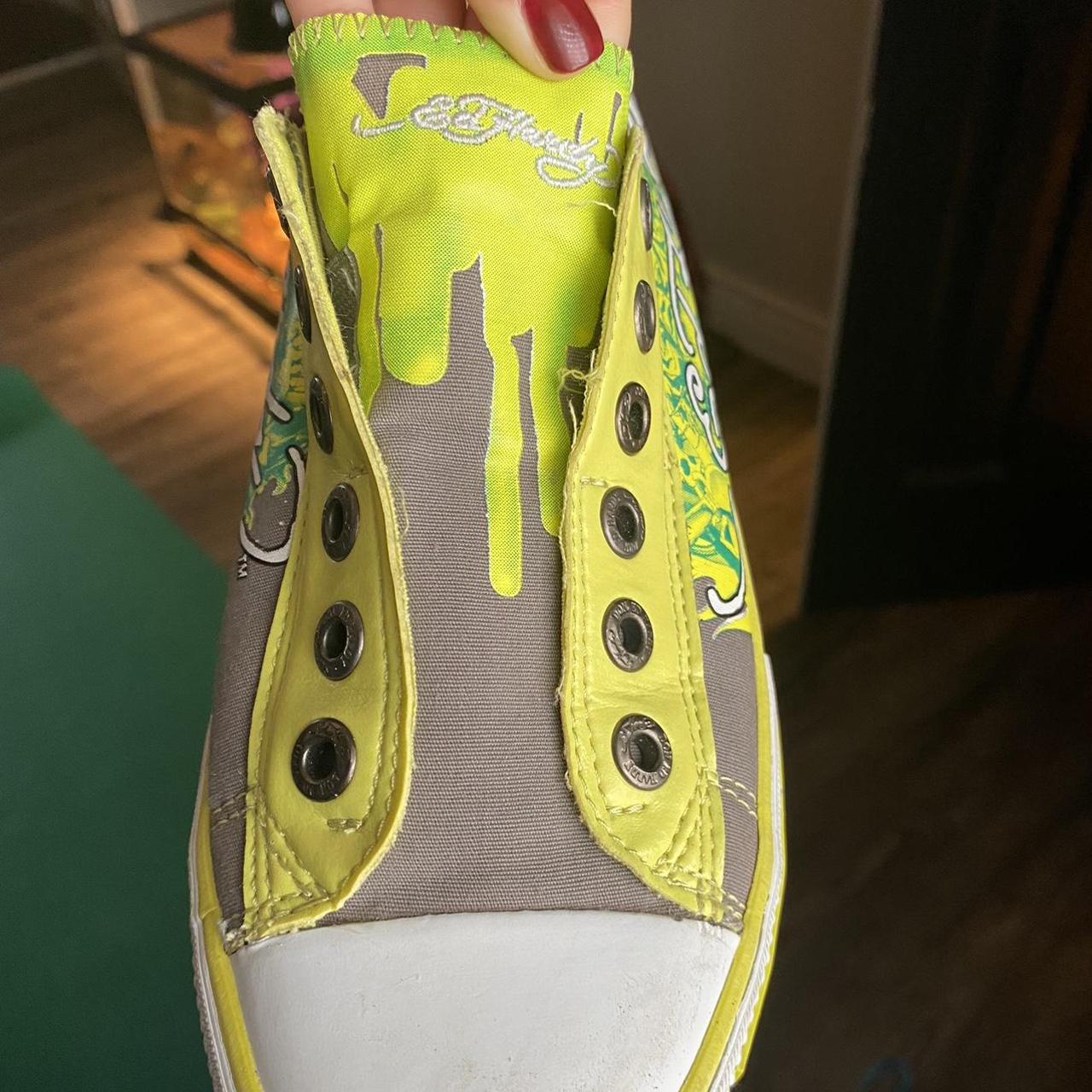 Slime green Ed hardy shoes in a size womens 9 no... - Depop
