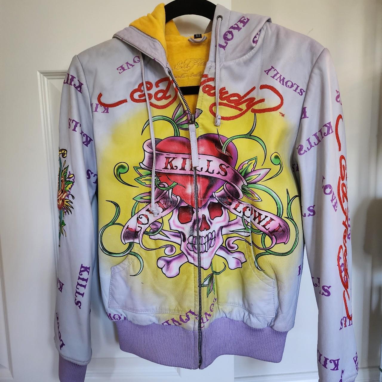 Ed Hardy vintage leather hoodie. Super cosy and... - Depop