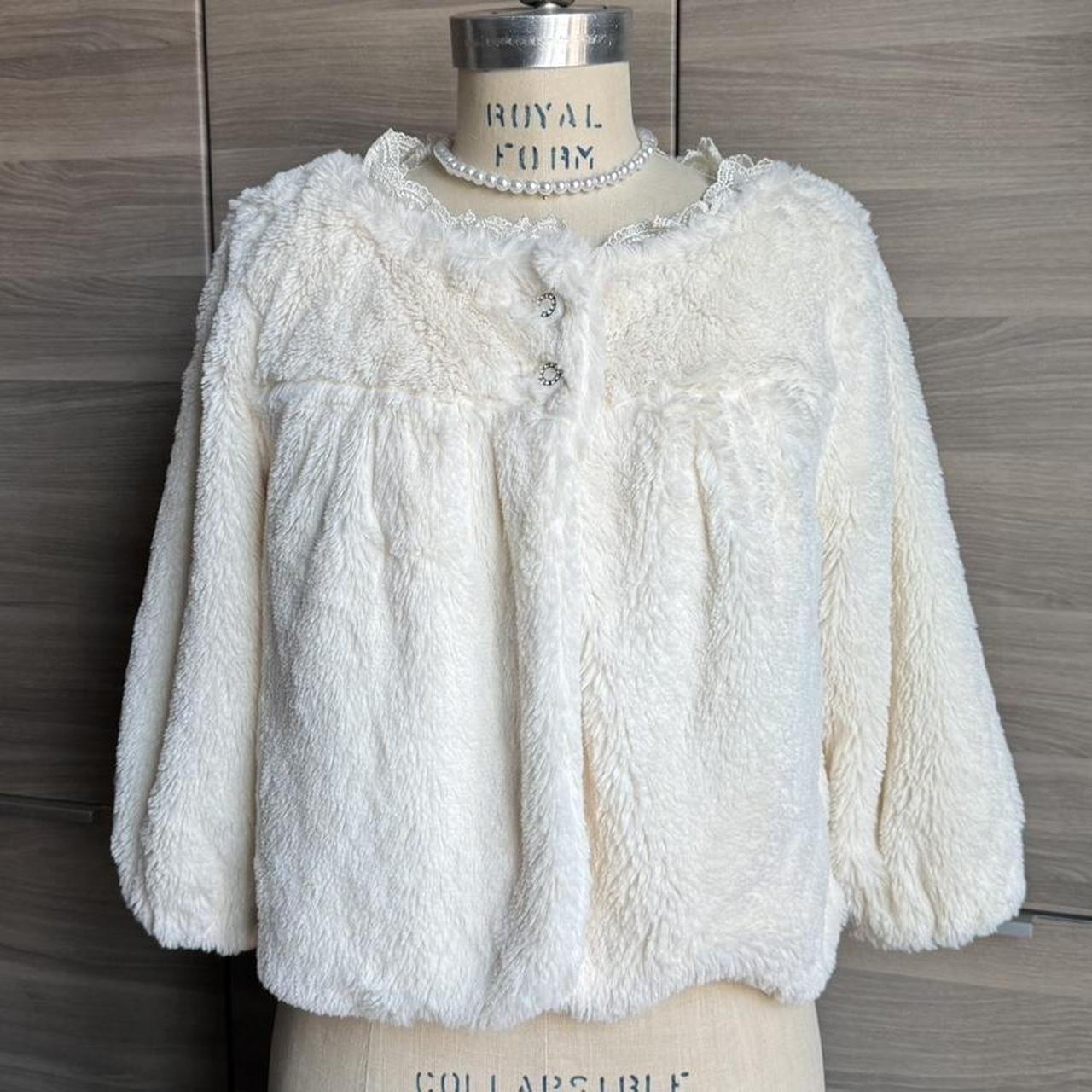 fluffy cream colored axes femme sweater/blouse! has... - Depop