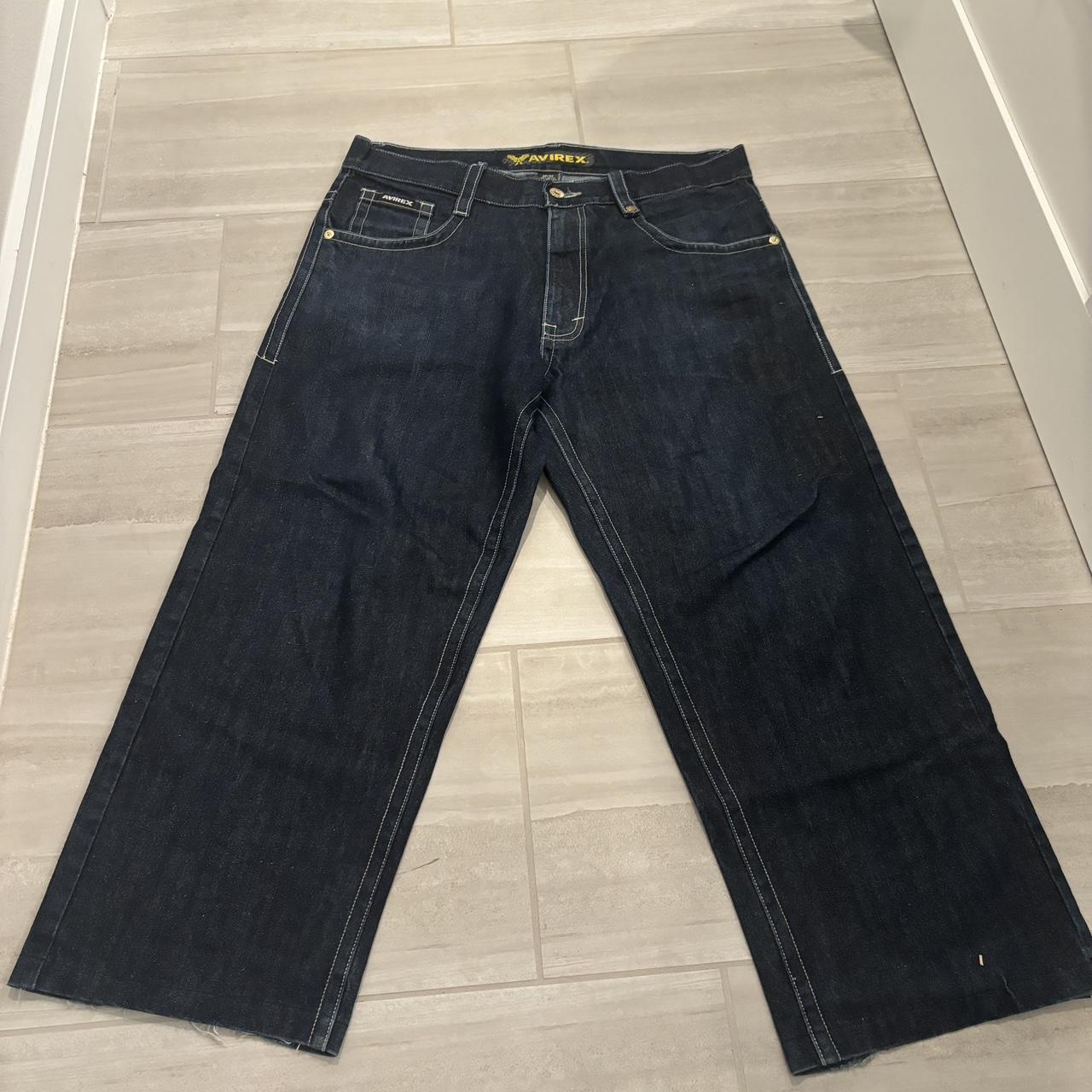 very baggy avirex jeans size 38 - Depop
