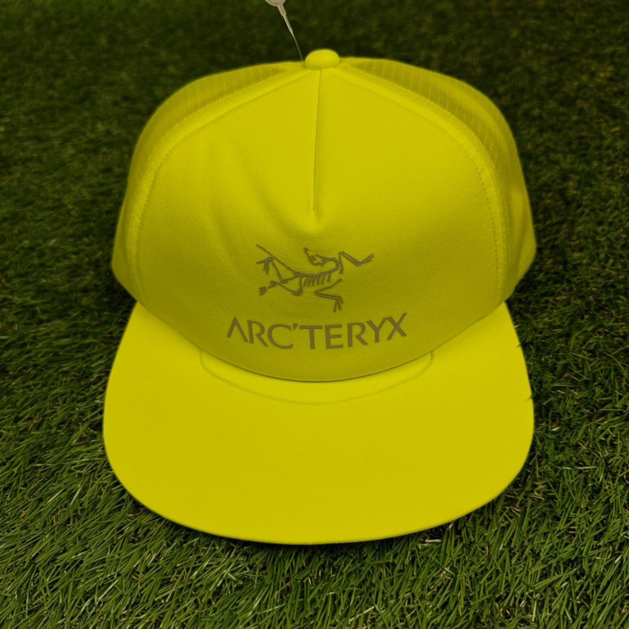Arcteryx LOGO FLAT BRIM TRUCKER HAT lime Green... - Depop