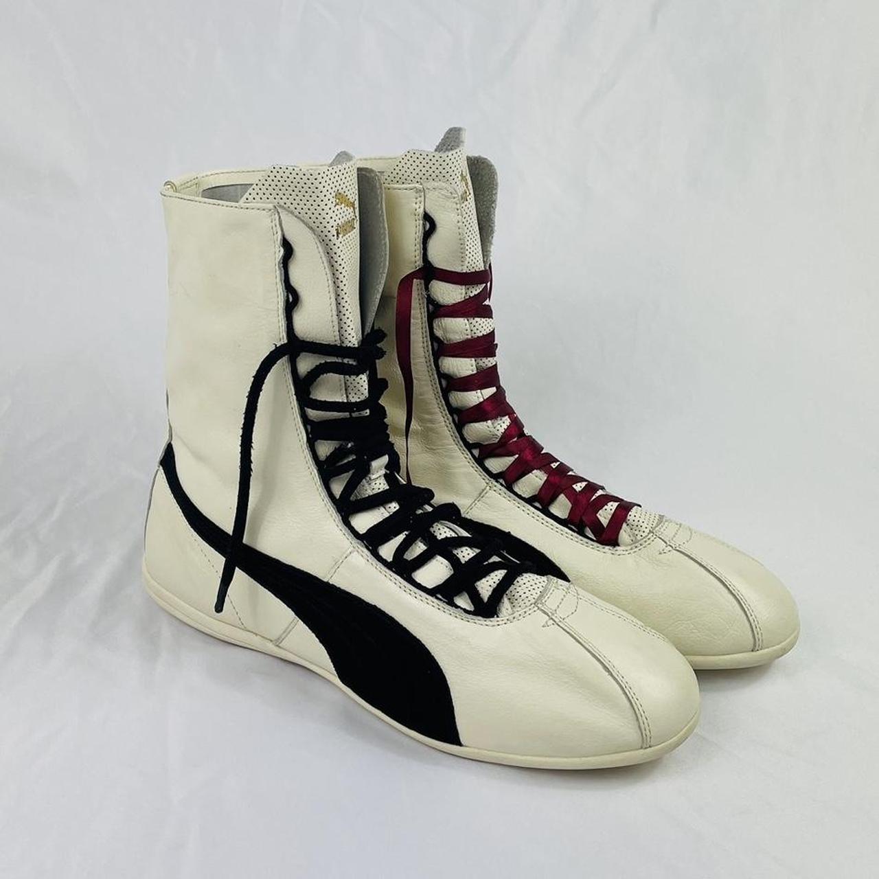 Vintage Puma boxing/wrestling boots Soft white... - Depop