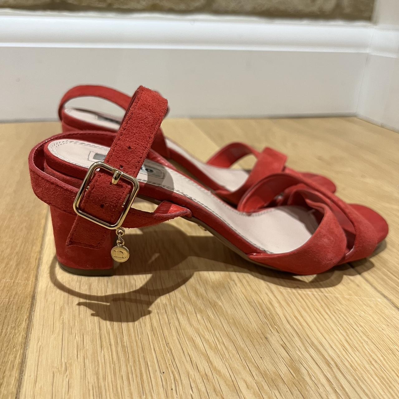 Gorgeous red suede Dune heeled sandals in amazing... - Depop