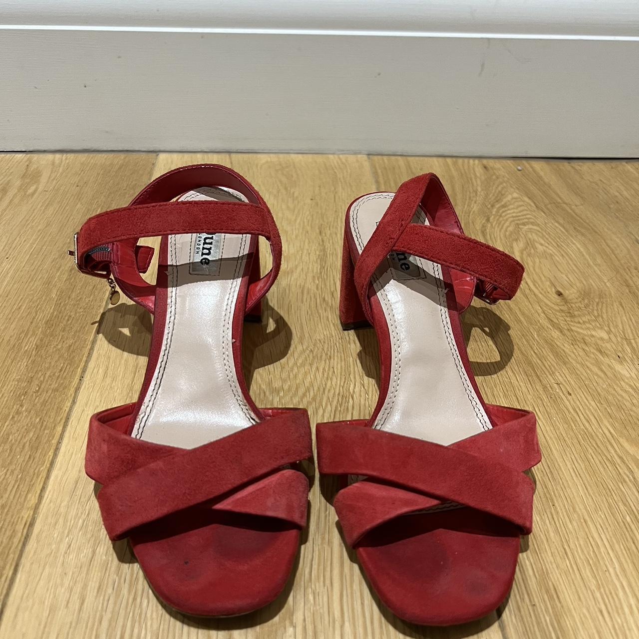 Gorgeous red suede Dune heeled sandals in amazing... - Depop