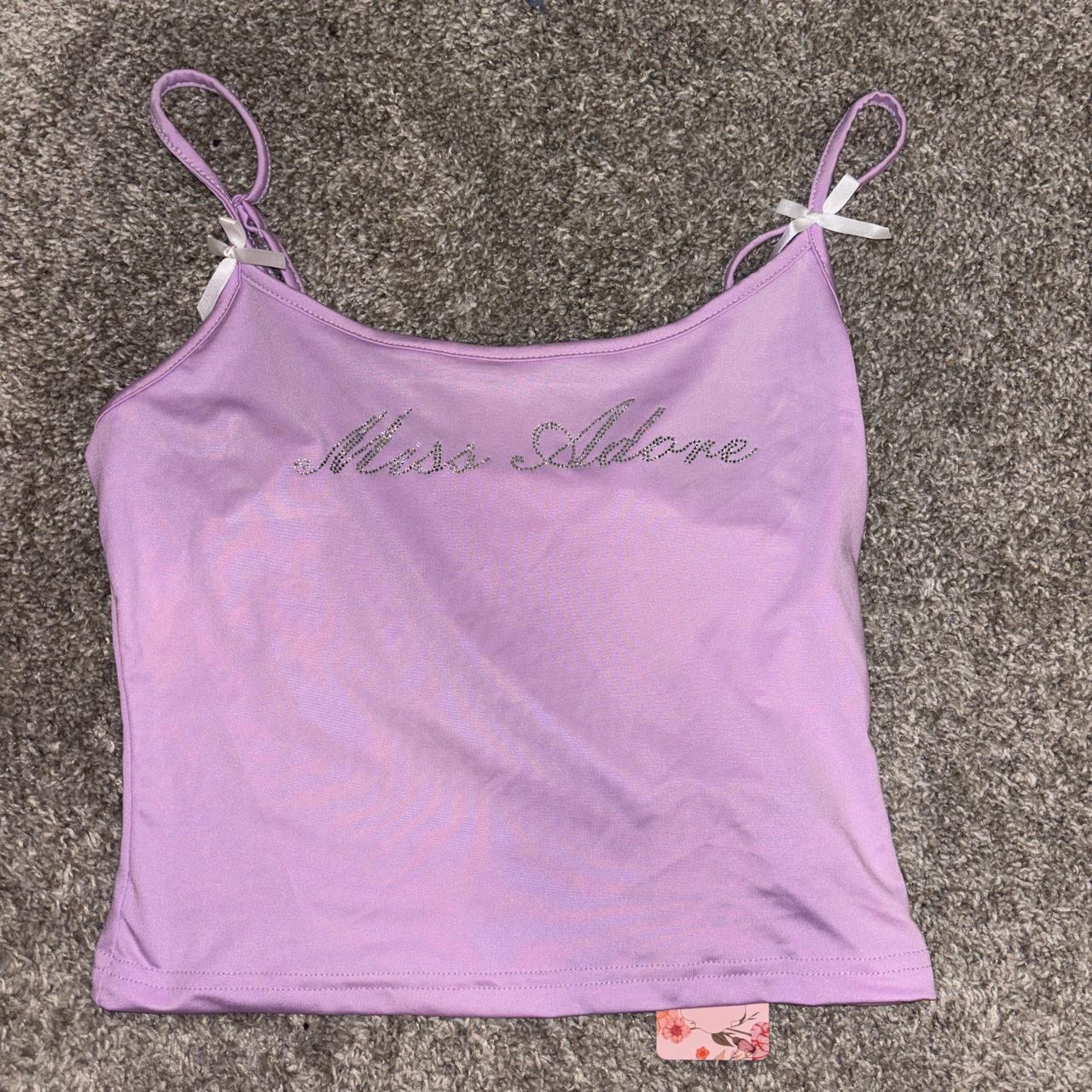 Lilac Miss Adore tank top with rhinestone detail... | Depop