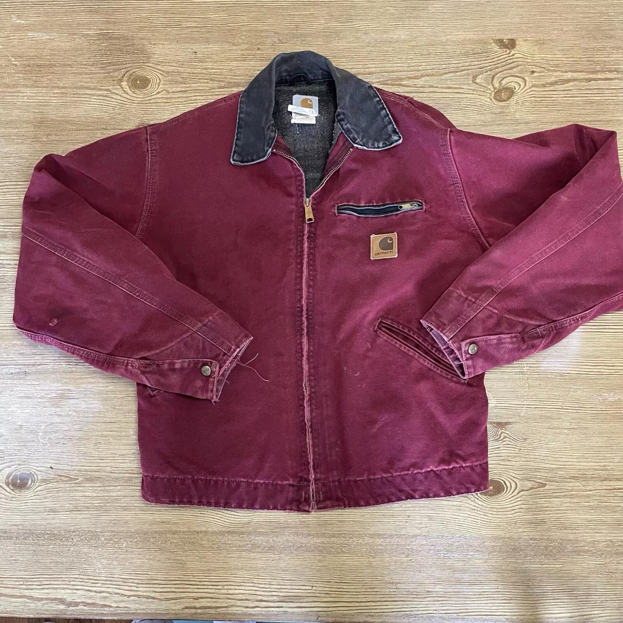 J97 CRI Vintage RARE Crimson Red Carhartt Detroit... - Depop