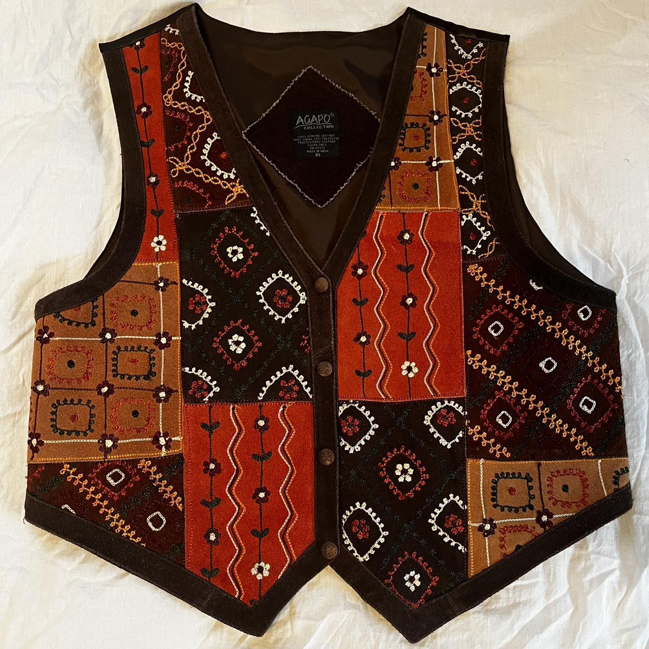 Agapo Collection Vintage Leather Embroidered... - Depop