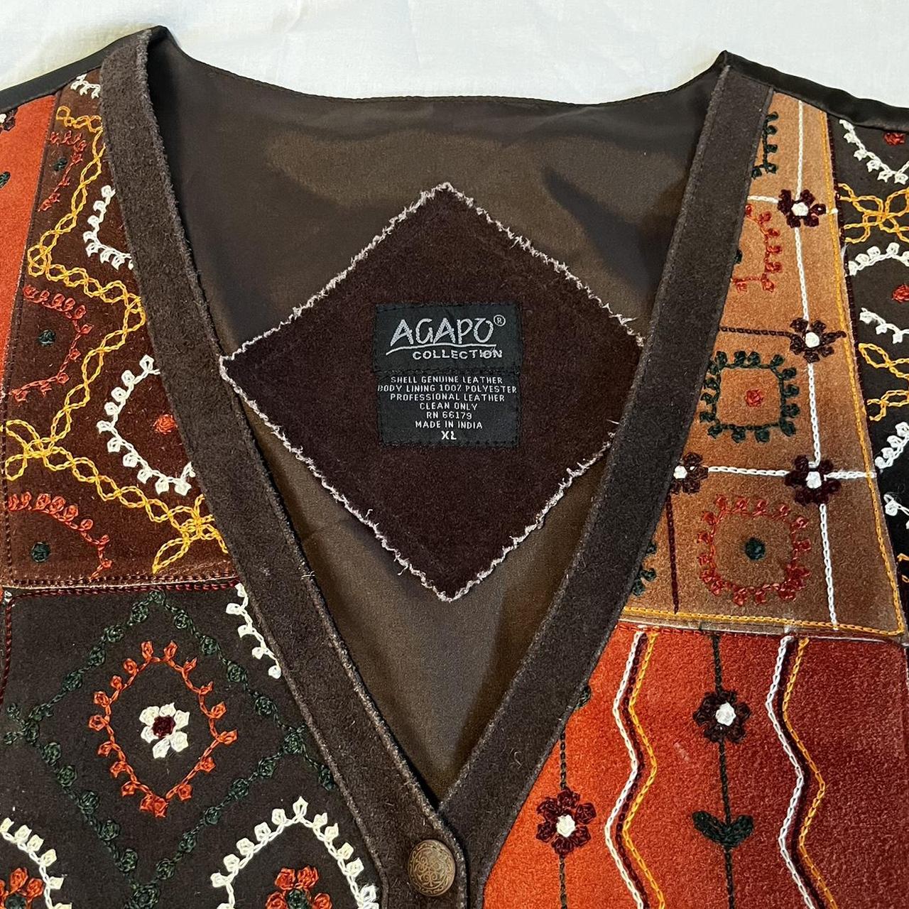 Agapo Collection Vintage Leather Embroidered... - Depop